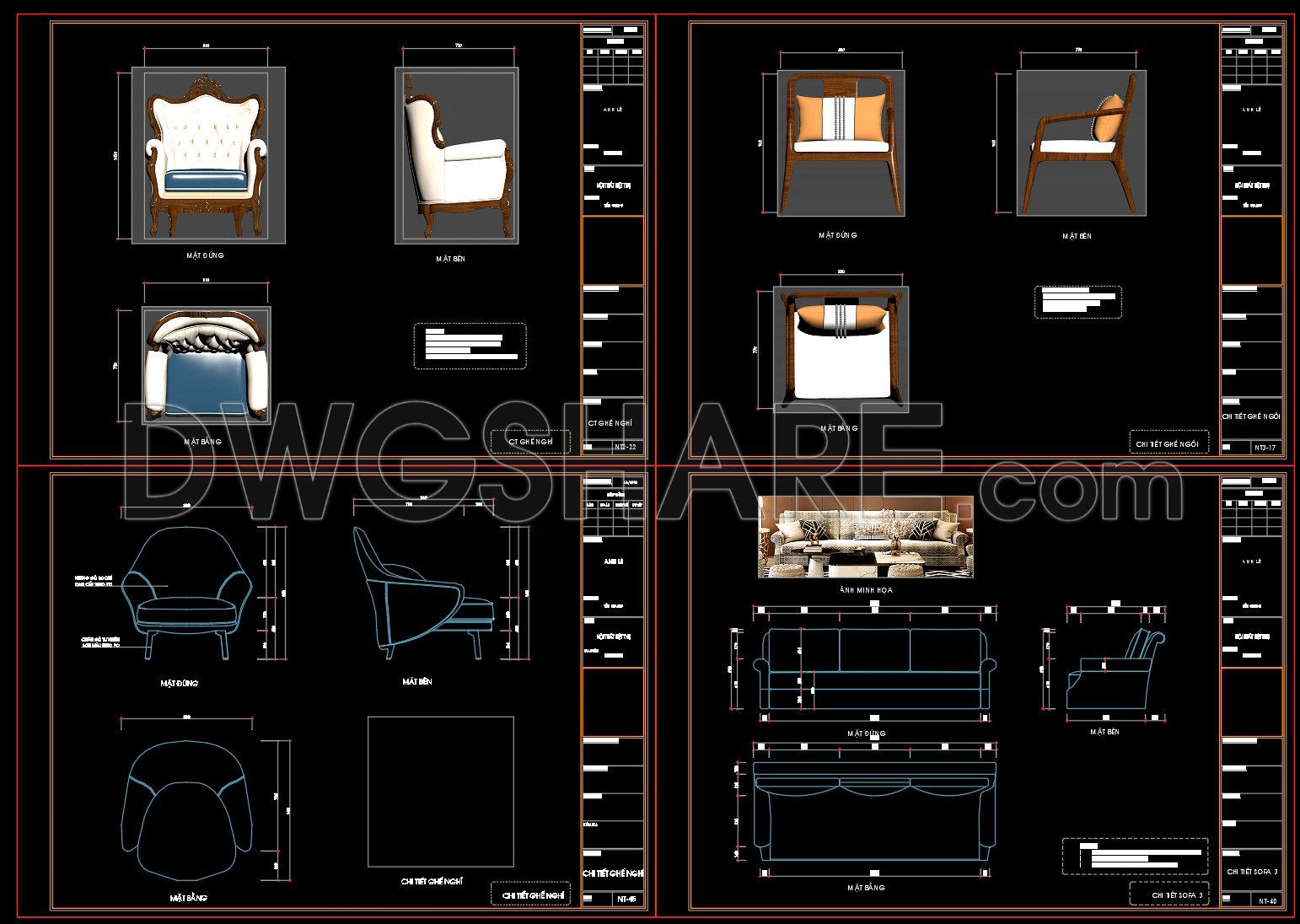 372. Free Download – Furniture CAD Drawings Chairs, Tables, Sofas ...