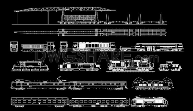 103. Free Download Railway Locomotives and Train Cars AutoCAD Drawings ...