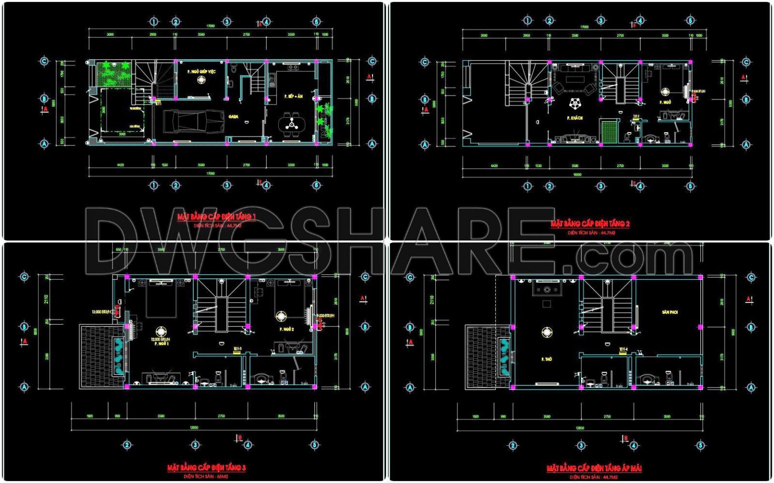 140. Free Download Electrical Design Drawings for a 3-Story Townhouse