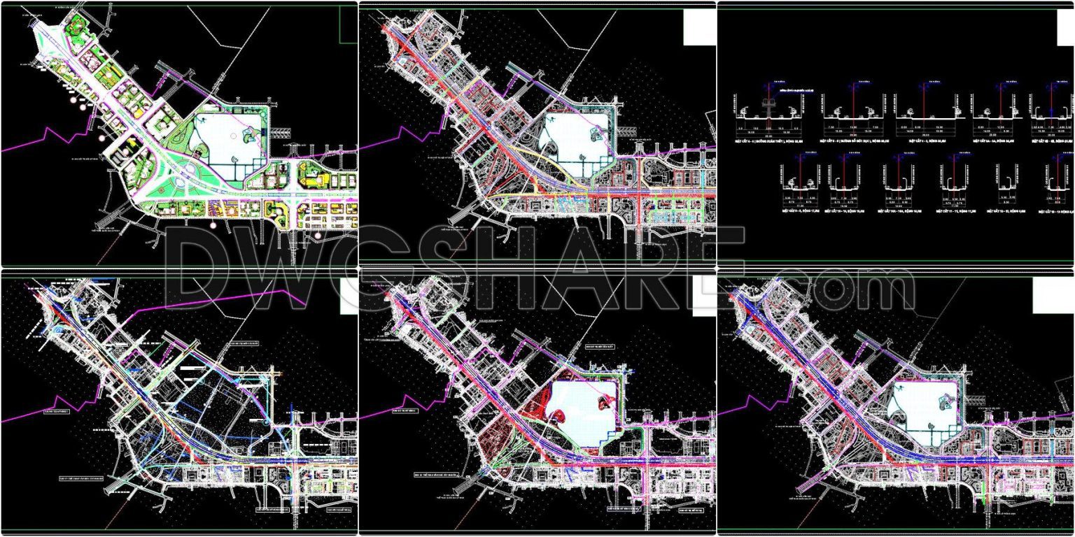 154. Free Download Traffic Planning CAD Drawing for Both Sides of Ring ...