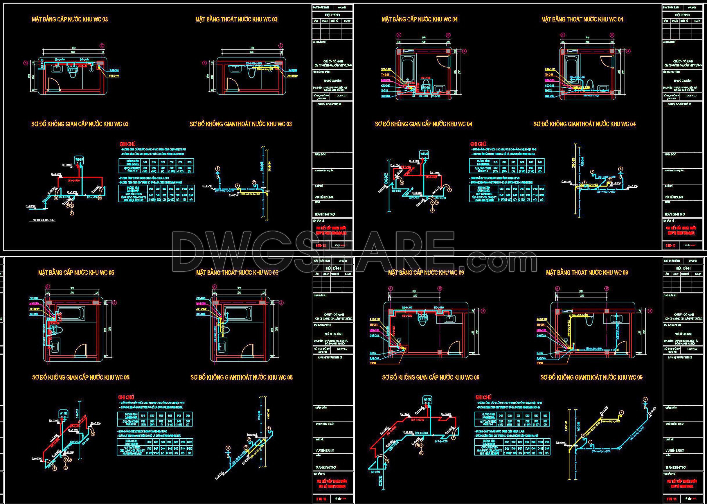 308. CAD drawings detailing the design of water supply and drainage ...