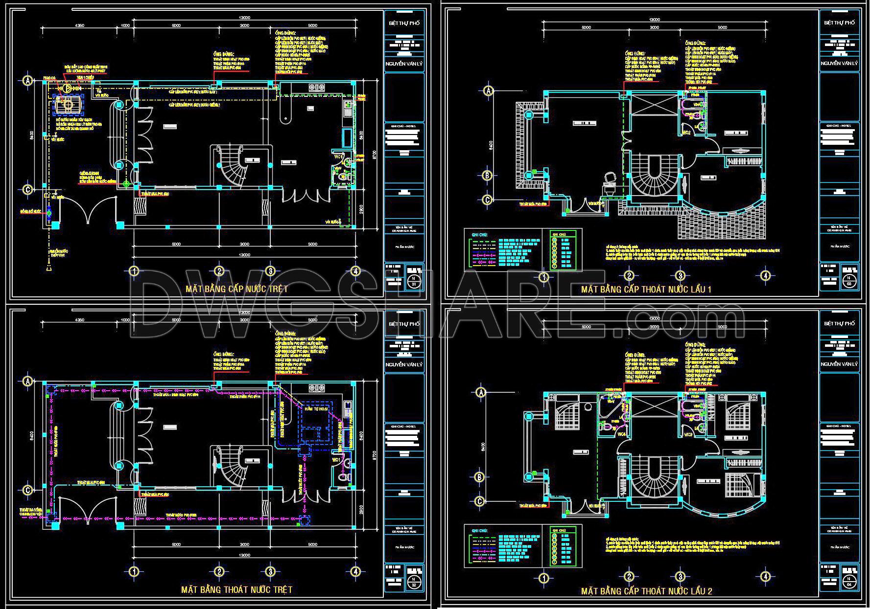 313. CAD drawings detailing the design of water supply and drainage ...