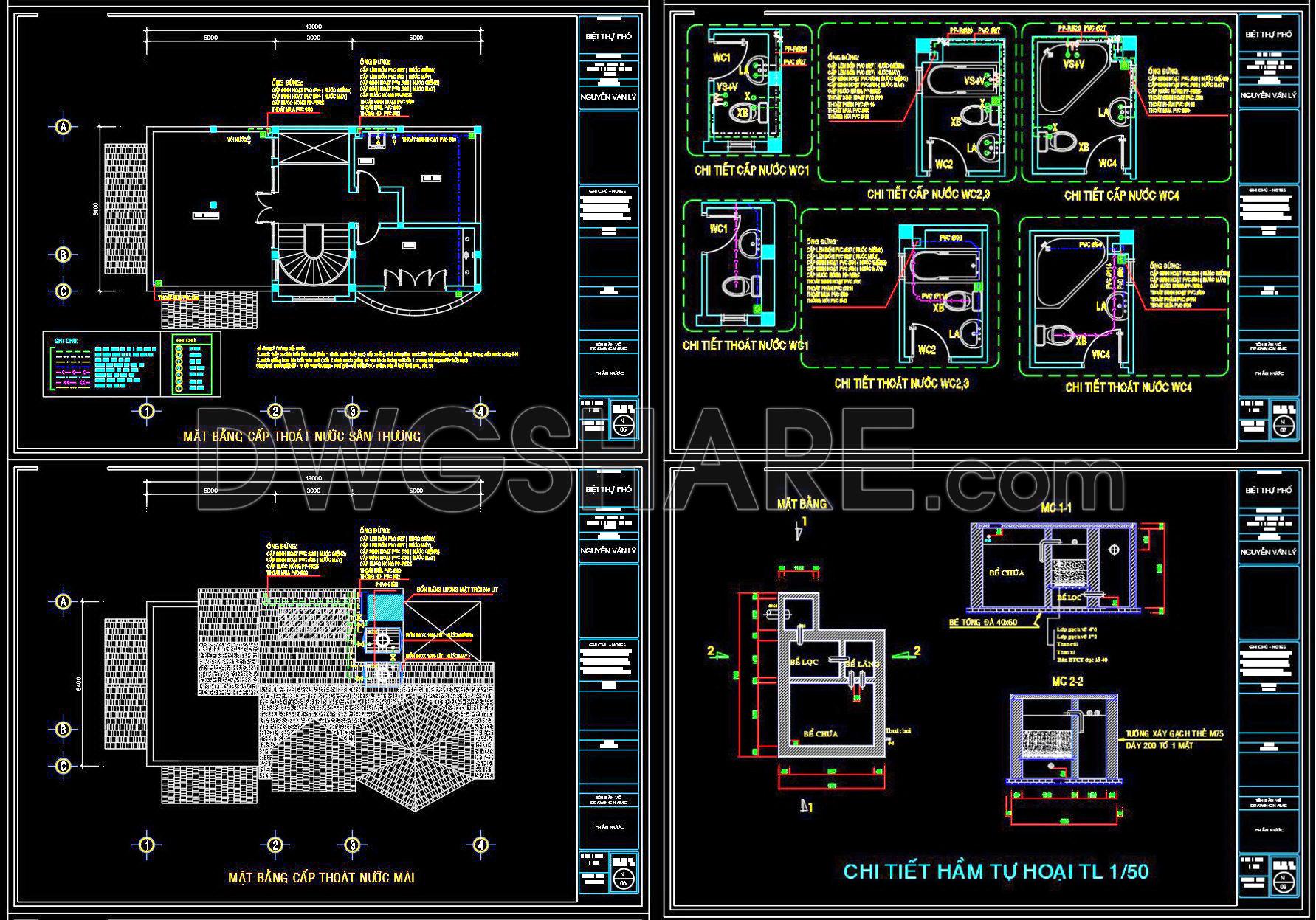 313. CAD drawings detailing the design of water supply and drainage ...