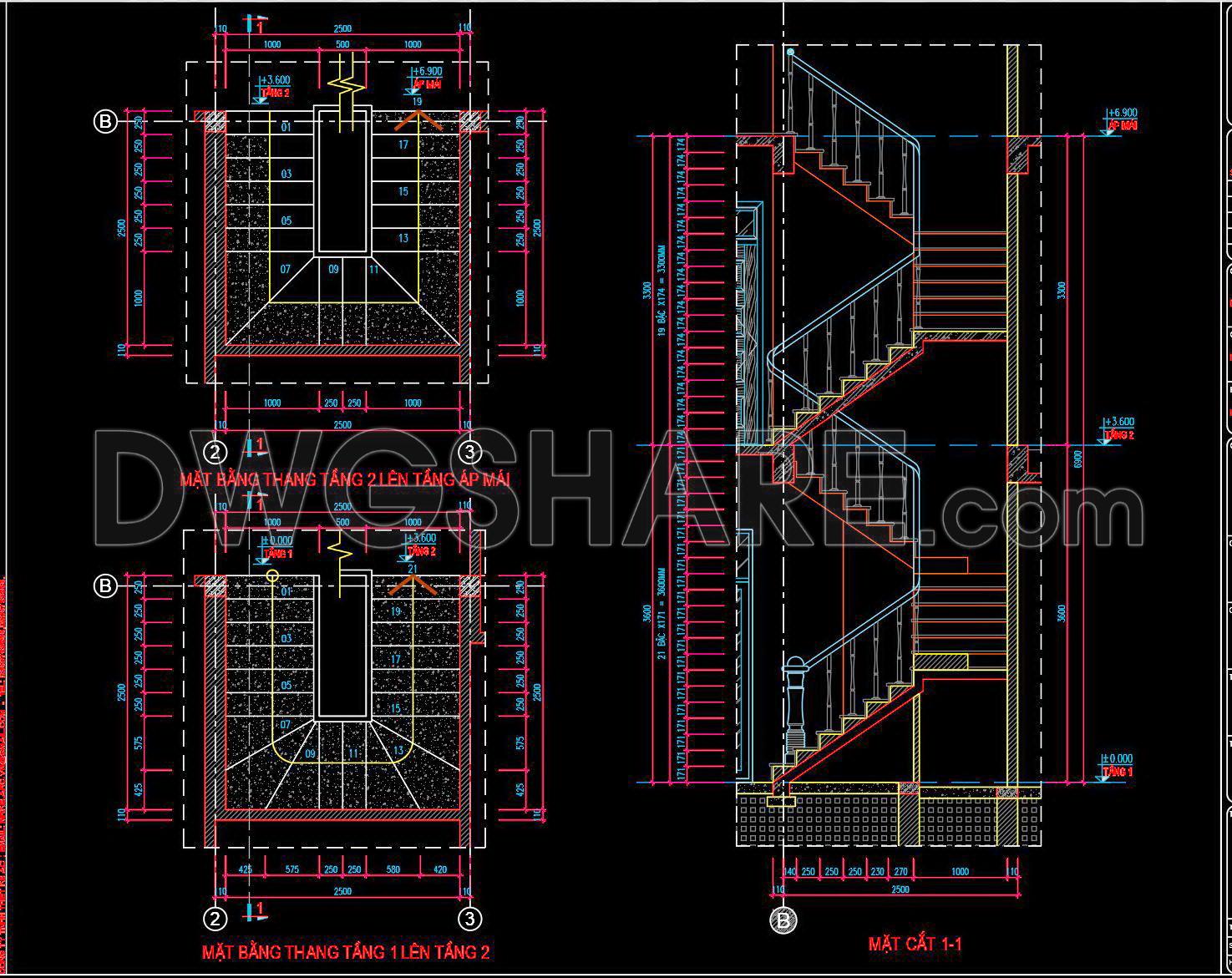 367. Free Download detailed CAD drawings of townhouse stairs