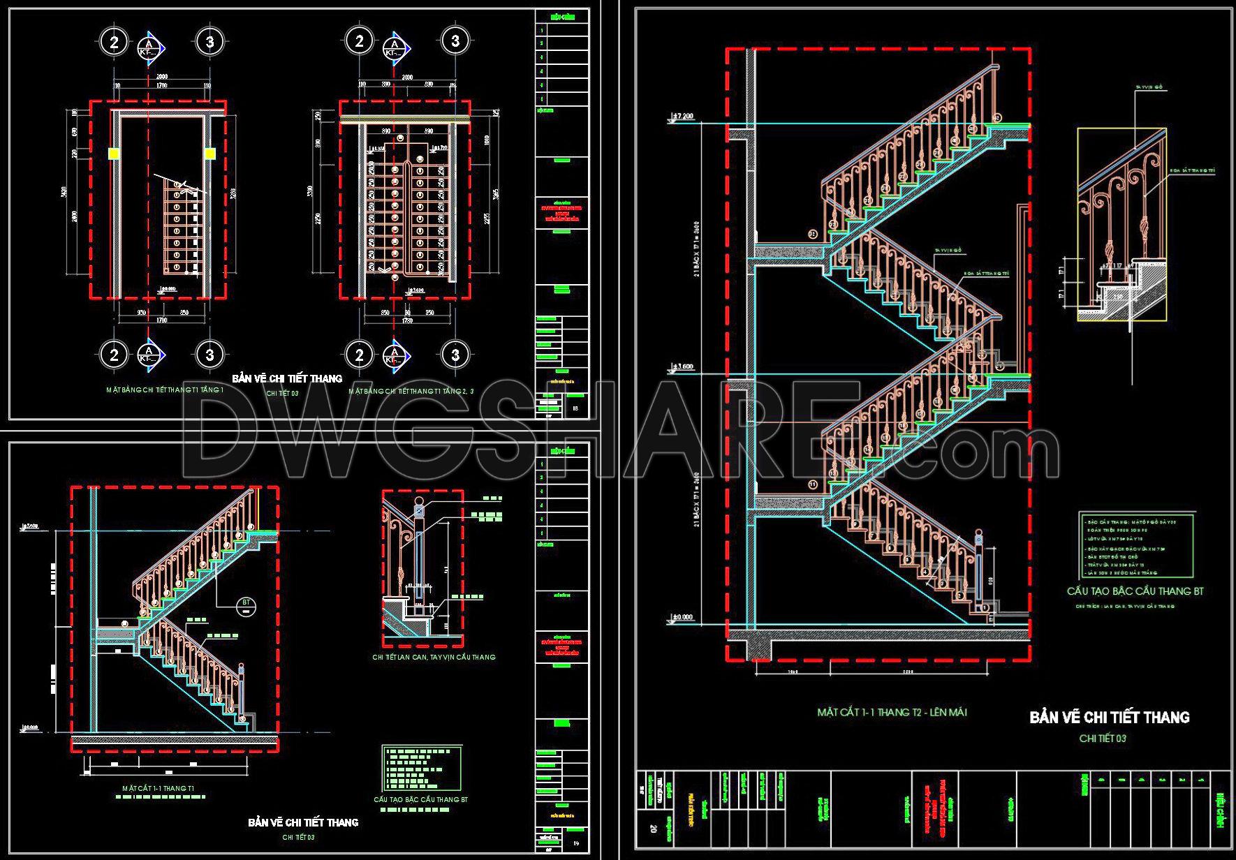 368. Download Detailed CAD Staircase Designs for Townhouses for Free