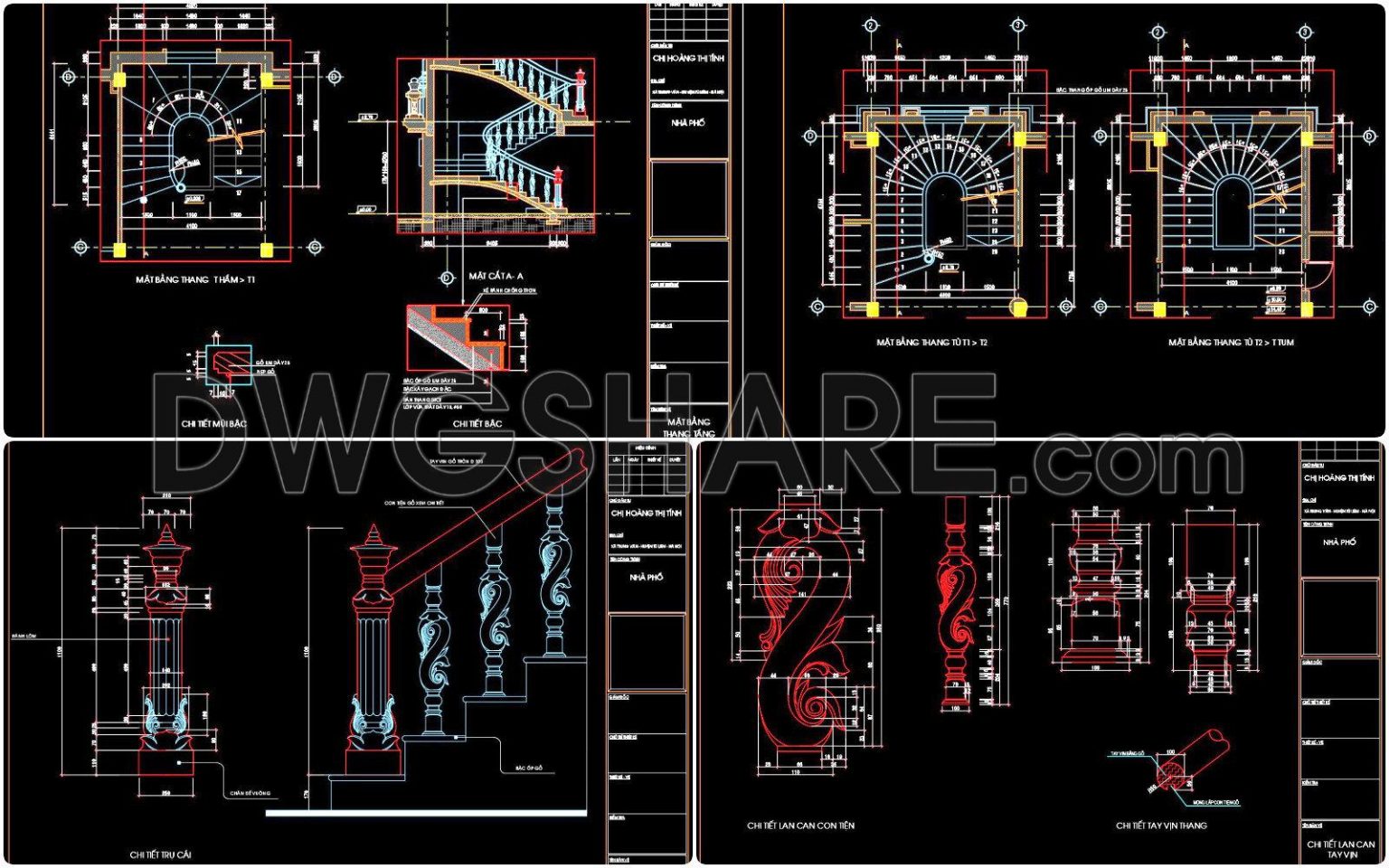 370. Download Detailed CAD Staircase Designs for Townhouses for Free