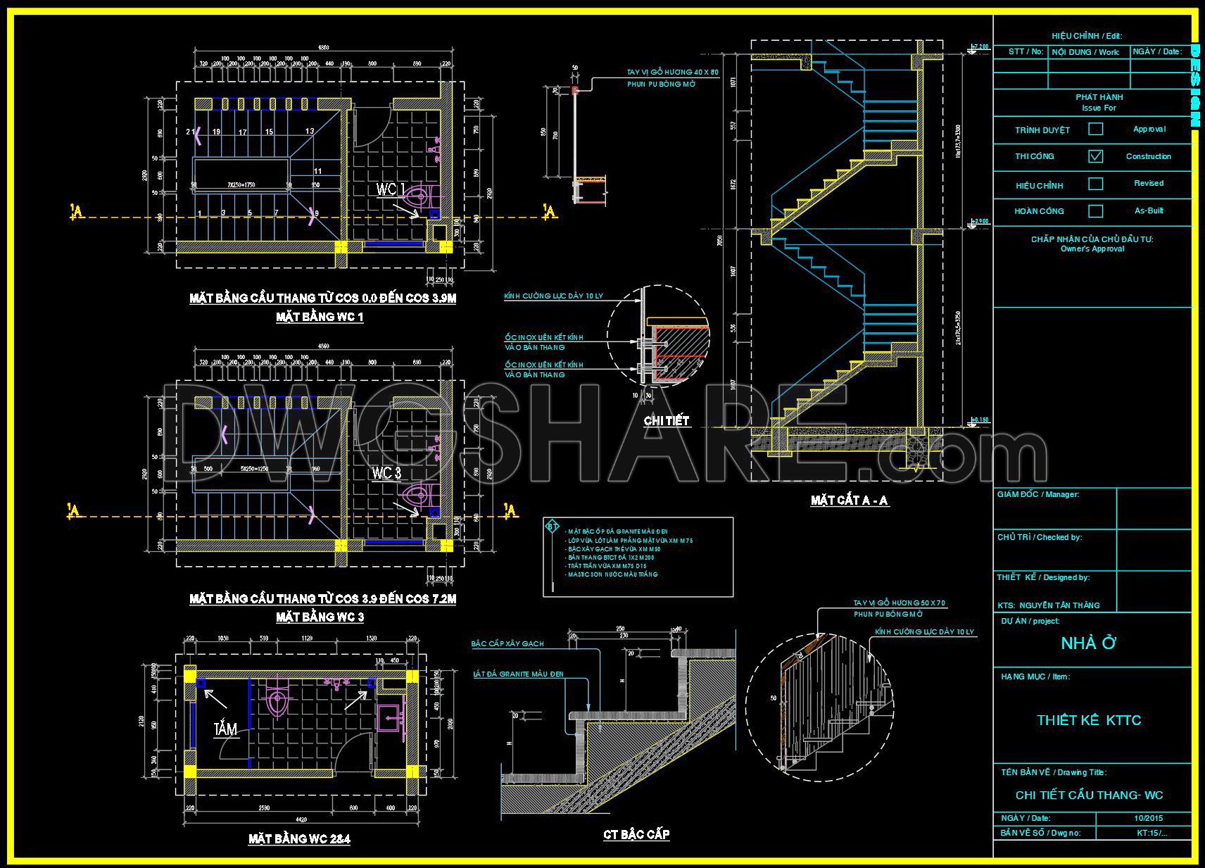 371. Free Download detailed CAD drawings of townhouse stairs
