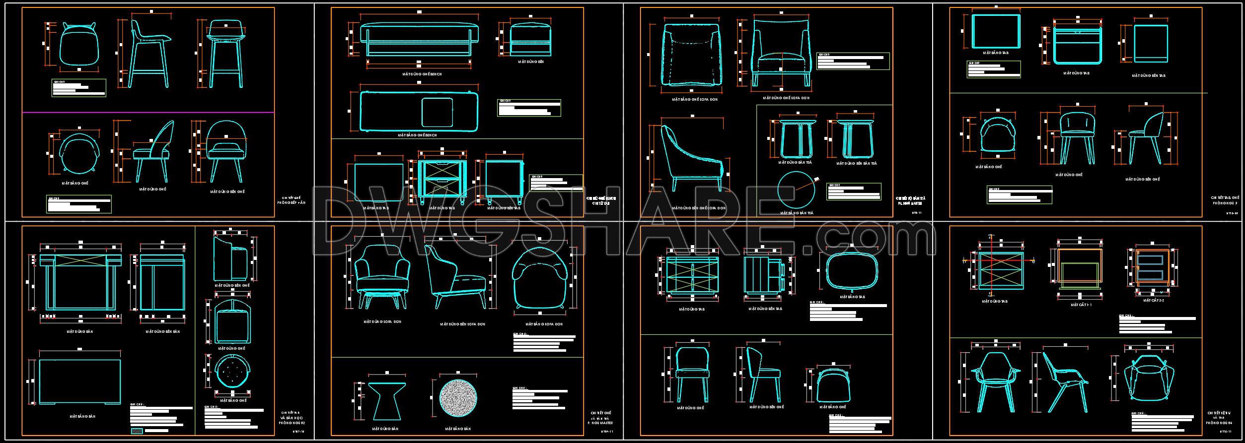 372. Download Complete Furniture Cad Drawings Collection Chairs, Tables ...