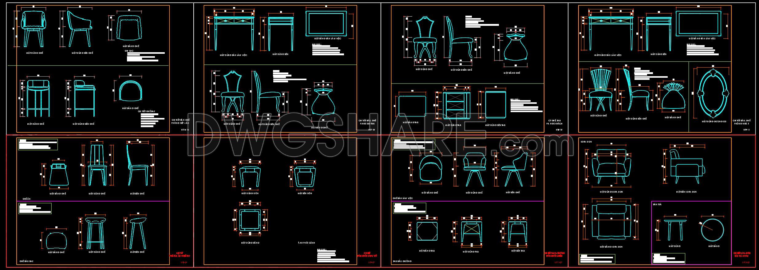 372. Download Complete Furniture Cad Drawings Collection Chairs, Tables ...