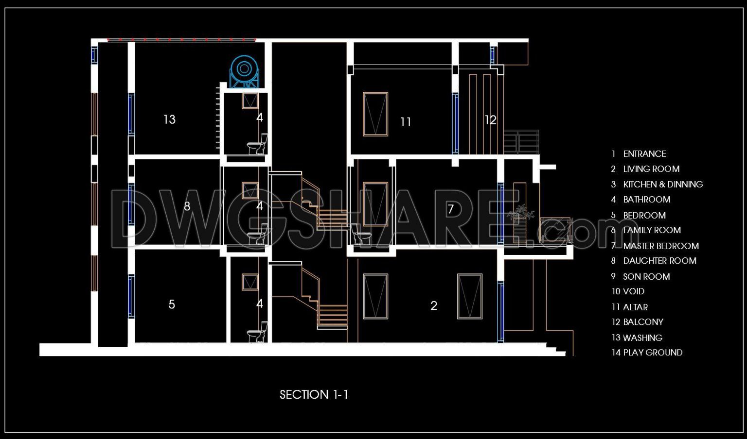 433. Free CAD Drawings – Two‑Story Family Home, 360 Square Meters
