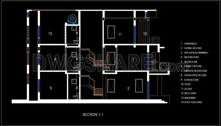 433. Free Cad Drawings – Two‑story Family Home, 360 Square Meters (3 ...