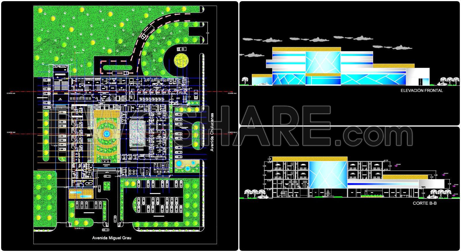 45. Free Download Oncology Hospital Architectural AutoCAD DWG Drawings