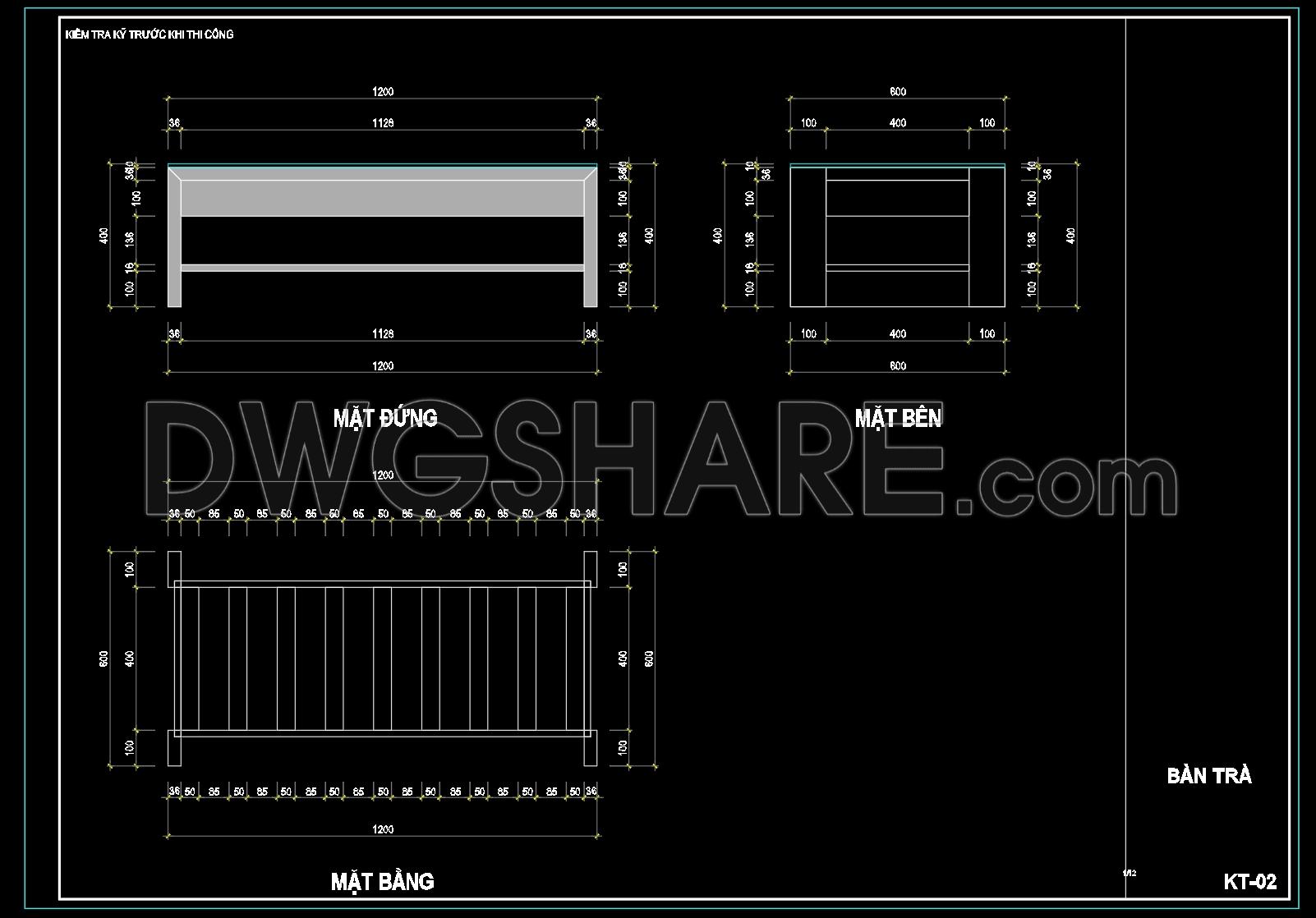 58. Get Free CAD Drawings of Coffee Table Construction Details