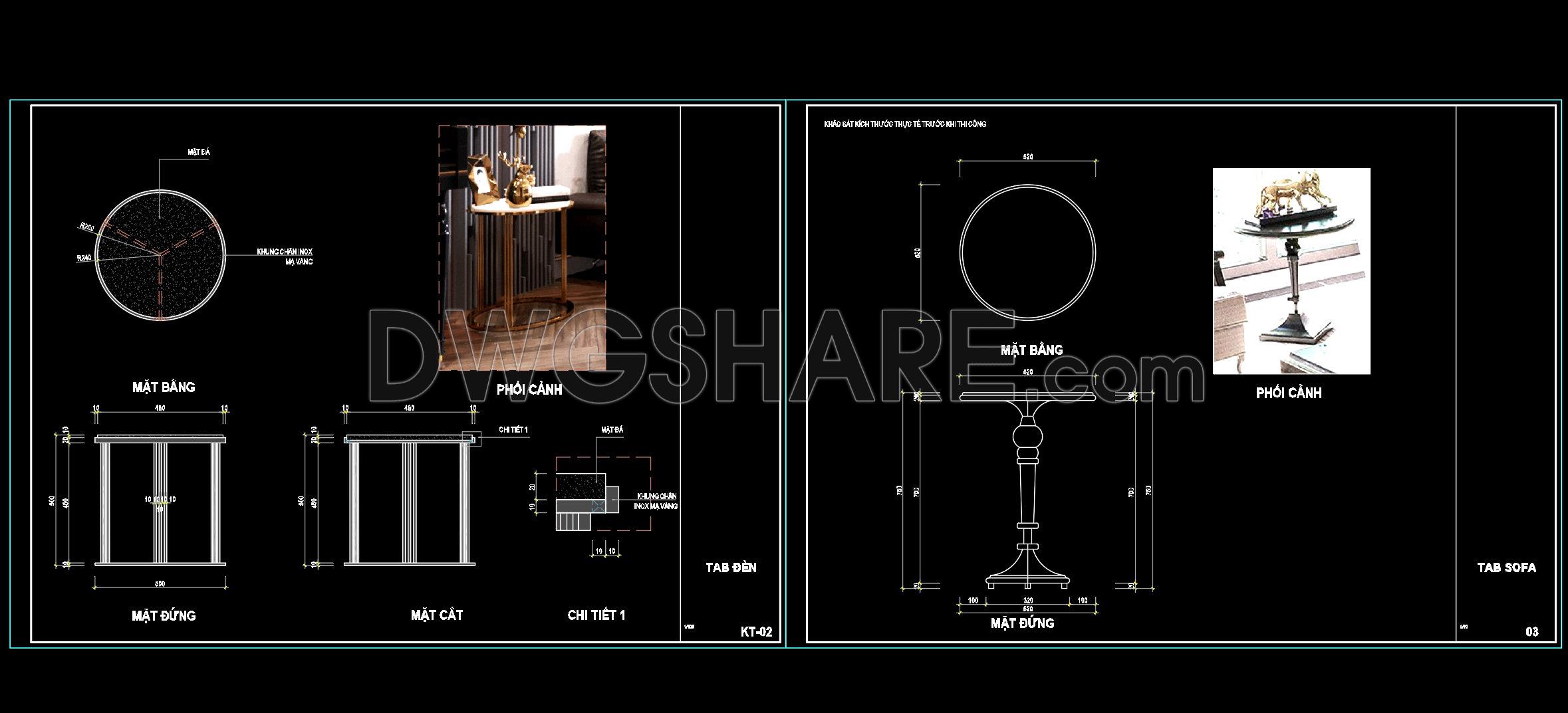 73. free download cad drawing – decorative side table detail