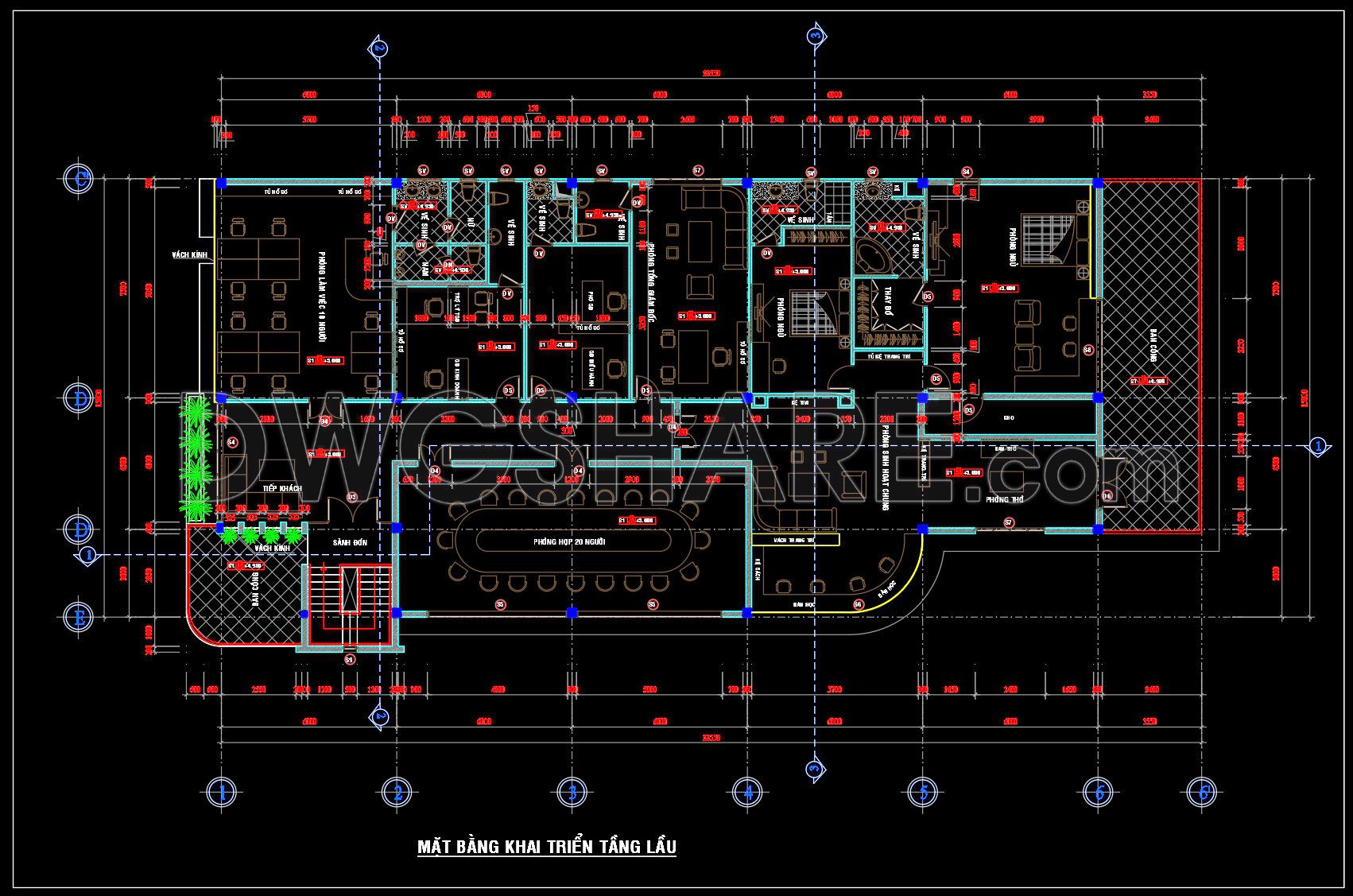 814. Free Download – Cad Floor Plan For A 16m X 35m Office Building ...