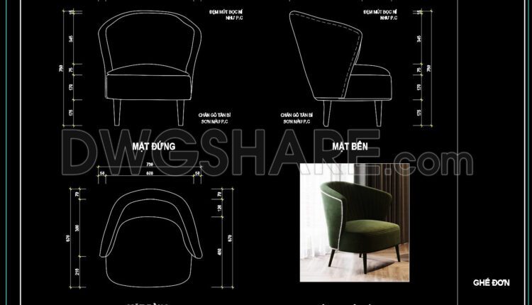 82. Free Download – Detailed CAD Drawing of Living Room Single Lounge ...