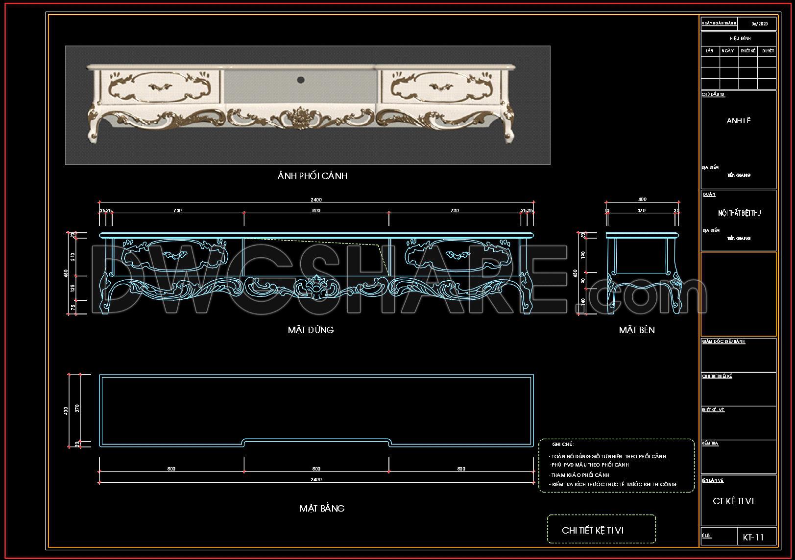 83. Free Download Living Room TV Cabinet 2D CAD Drawing