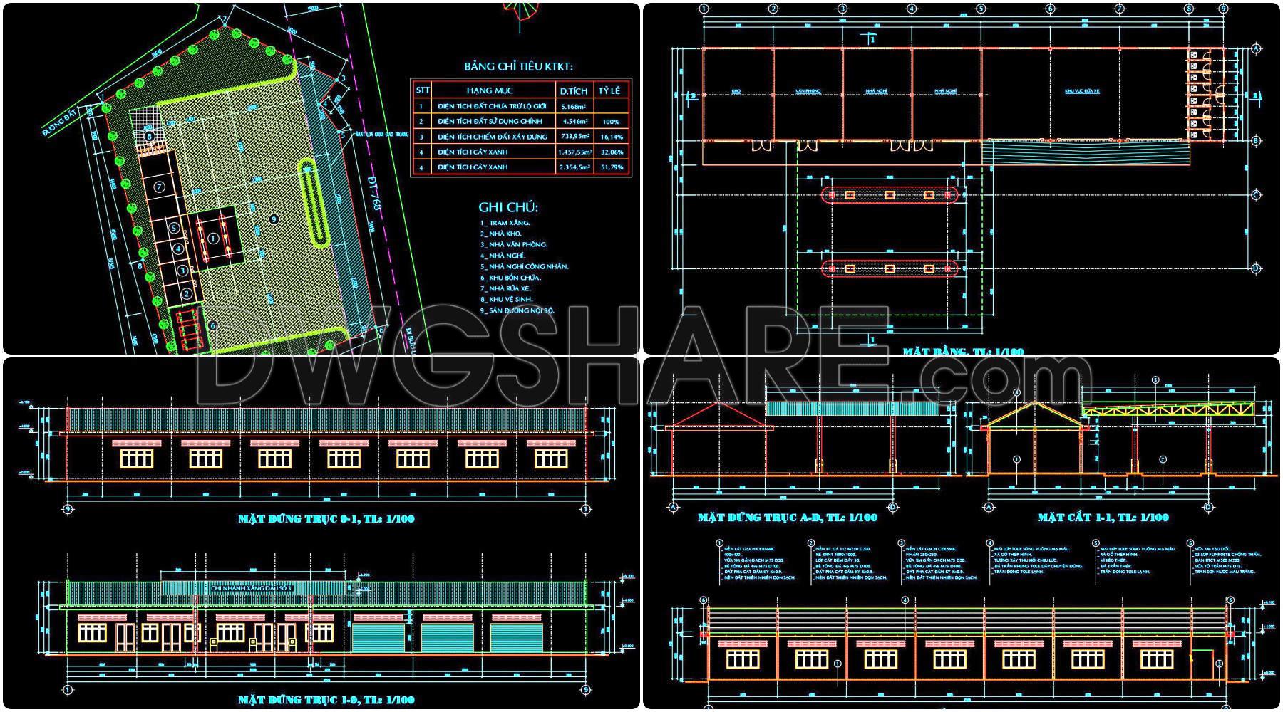01. Free download of gas station design drawings with a total area of ...