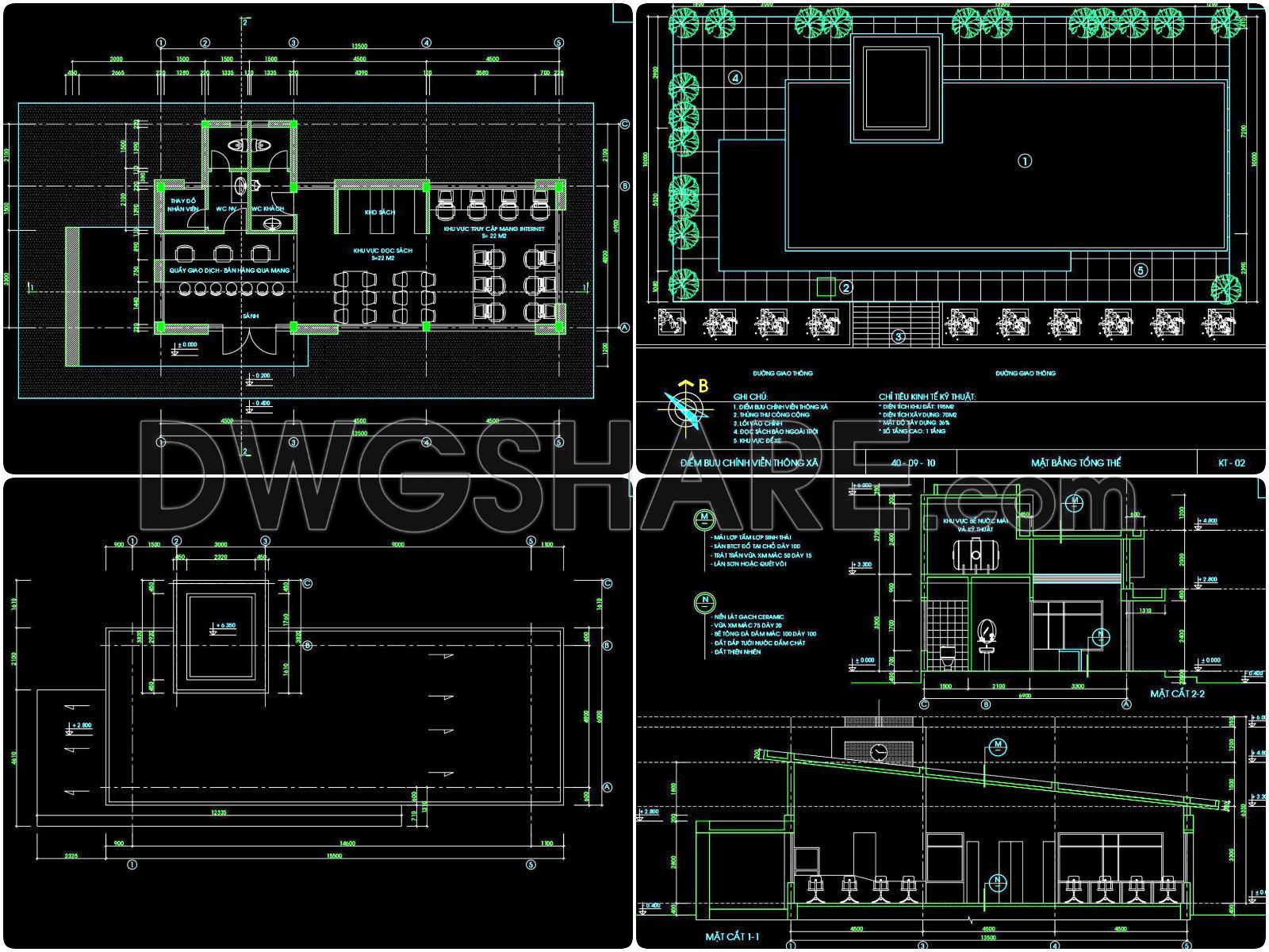 04. CAD drawings for the design of a commune central post office with a ...