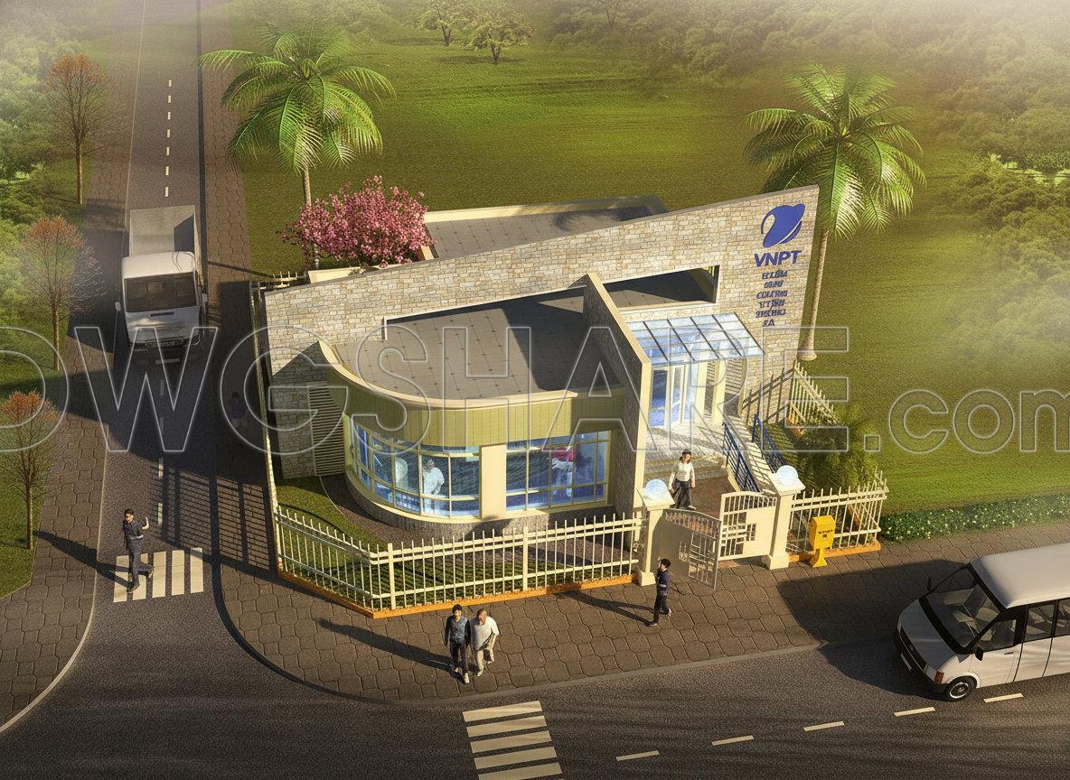 05. CAD drawings for the design of a commune central post office with a ...