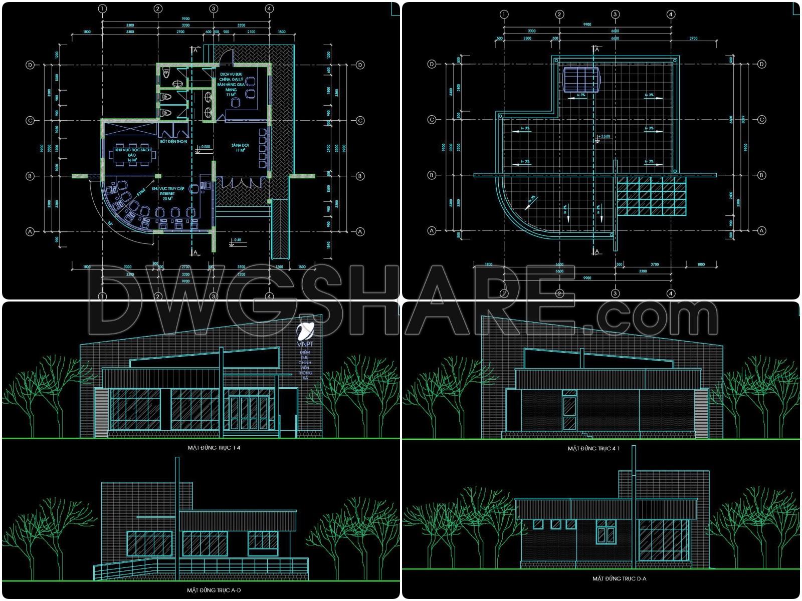 05. CAD drawings for the design of a commune central post office with a ...