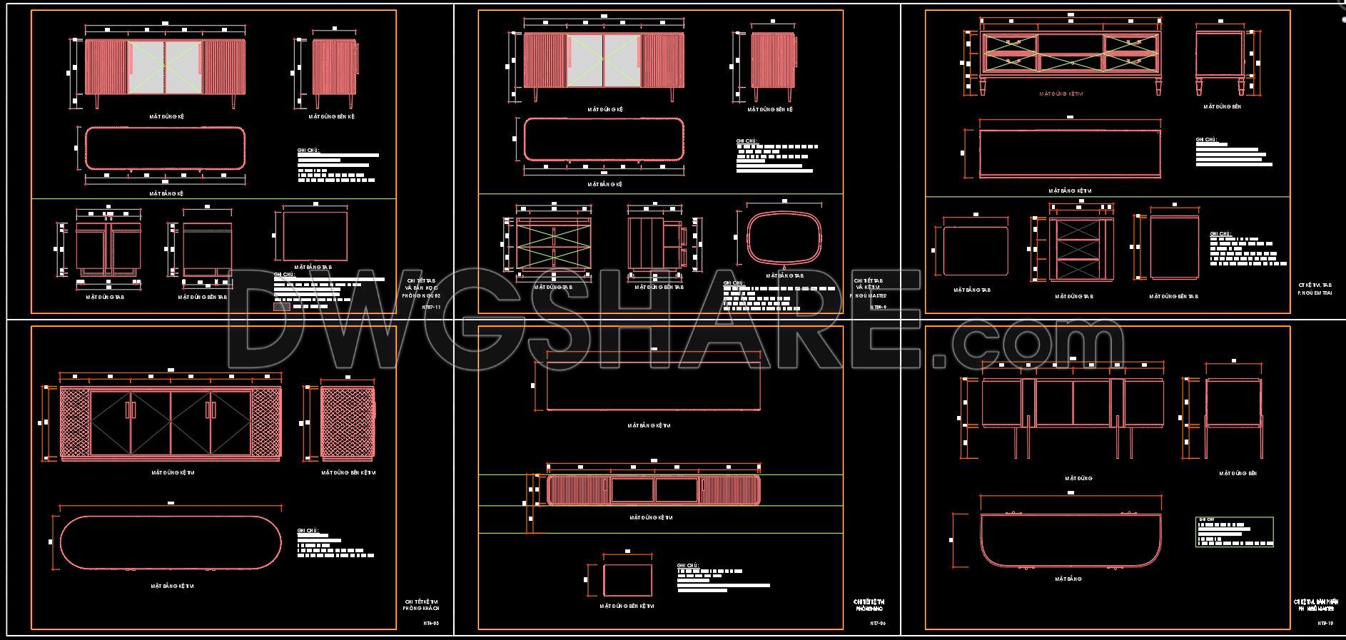 101. Cad Drawings – Modern & Classic Tv Cabinet Detail Collection (26 ...