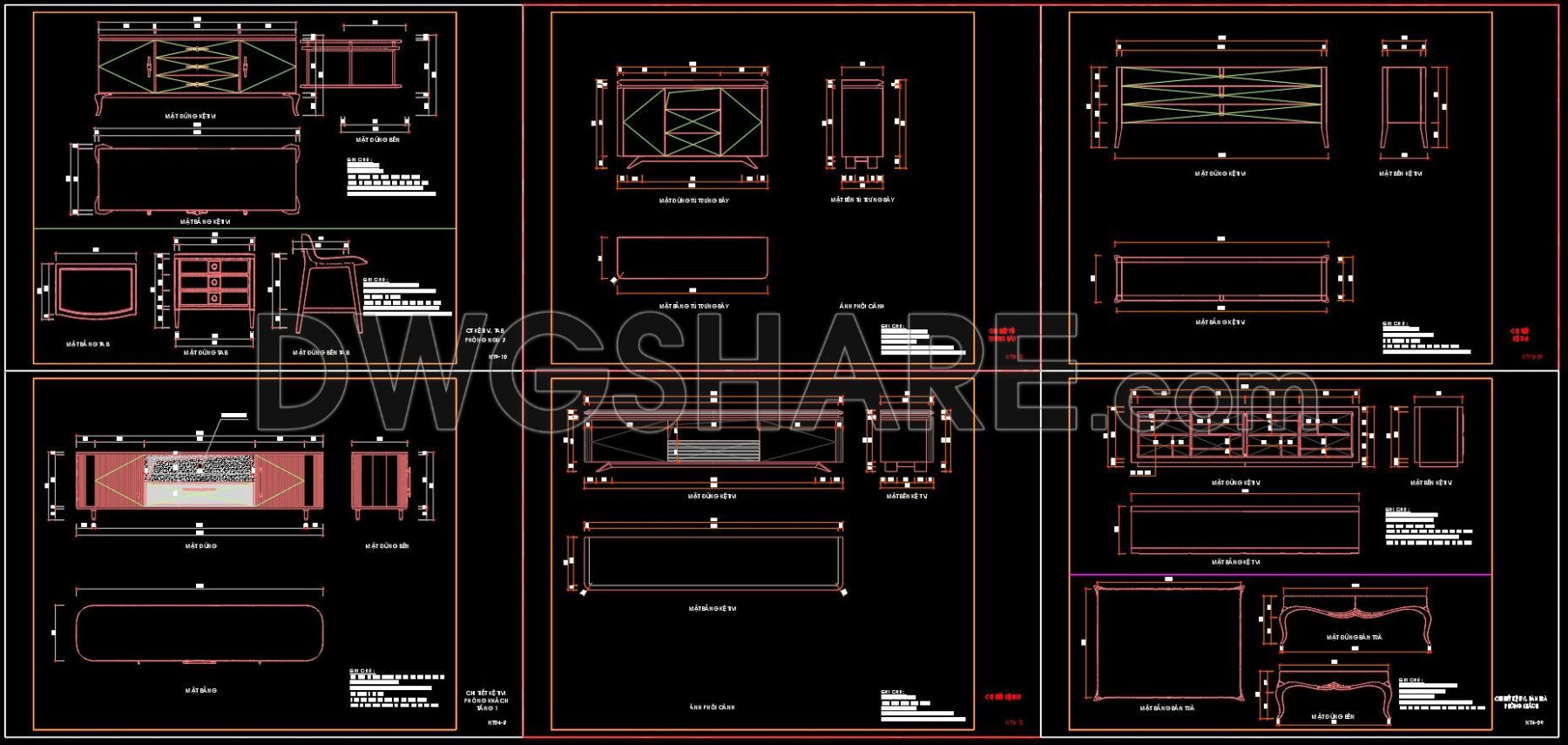 83. CAD Drawings – Classic Style TV Cabinet Detail Collection