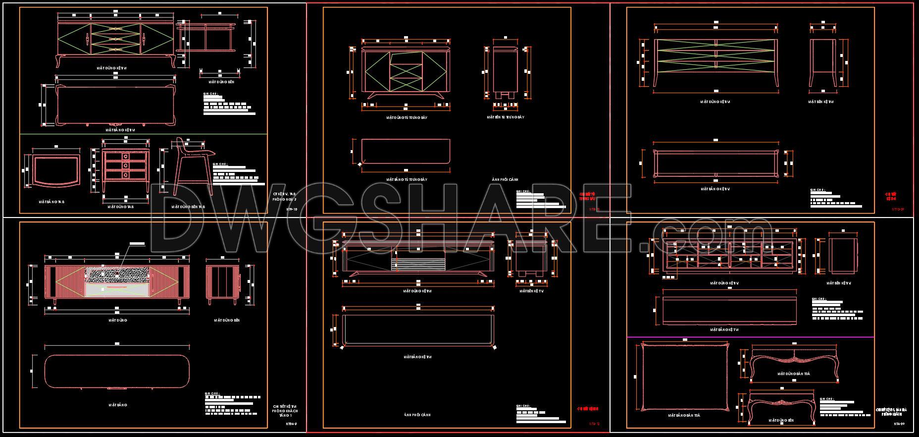 101. Cad Drawings – Modern & Classic Tv Cabinet Detail Collection (26 ...