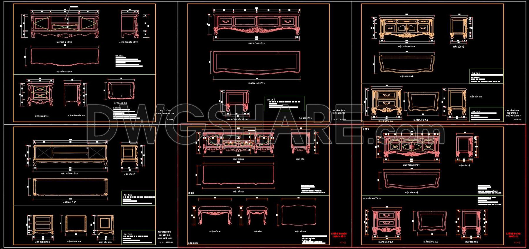 83. CAD Drawings – Classic Style TV Cabinet Detail Collection