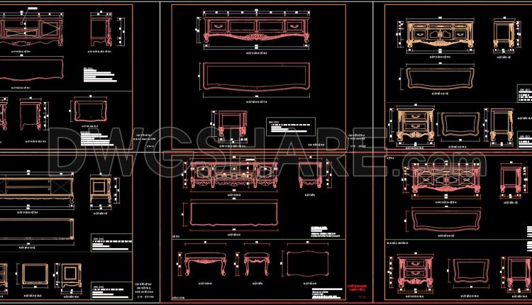 101. Cad Drawings – Modern & Classic Tv Cabinet Detail Collection (26 ...