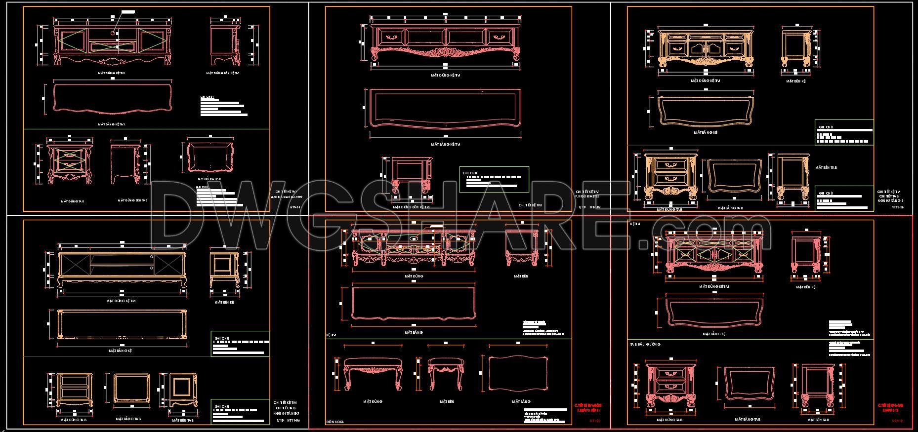 101. Cad Drawings – Modern & Classic Tv Cabinet Detail Collection (26 ...
