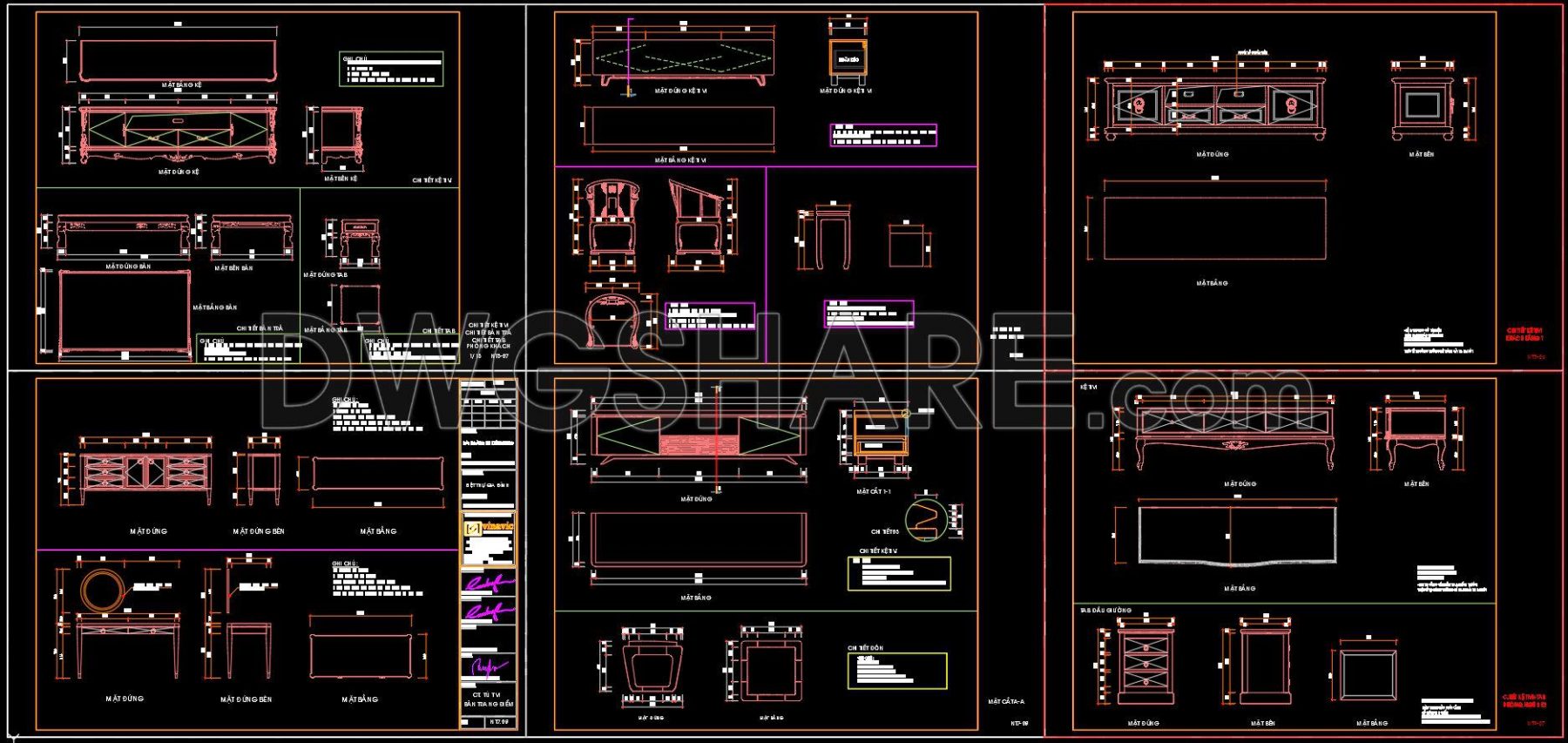 83. CAD Drawings – Classic Style TV Cabinet Detail Collection