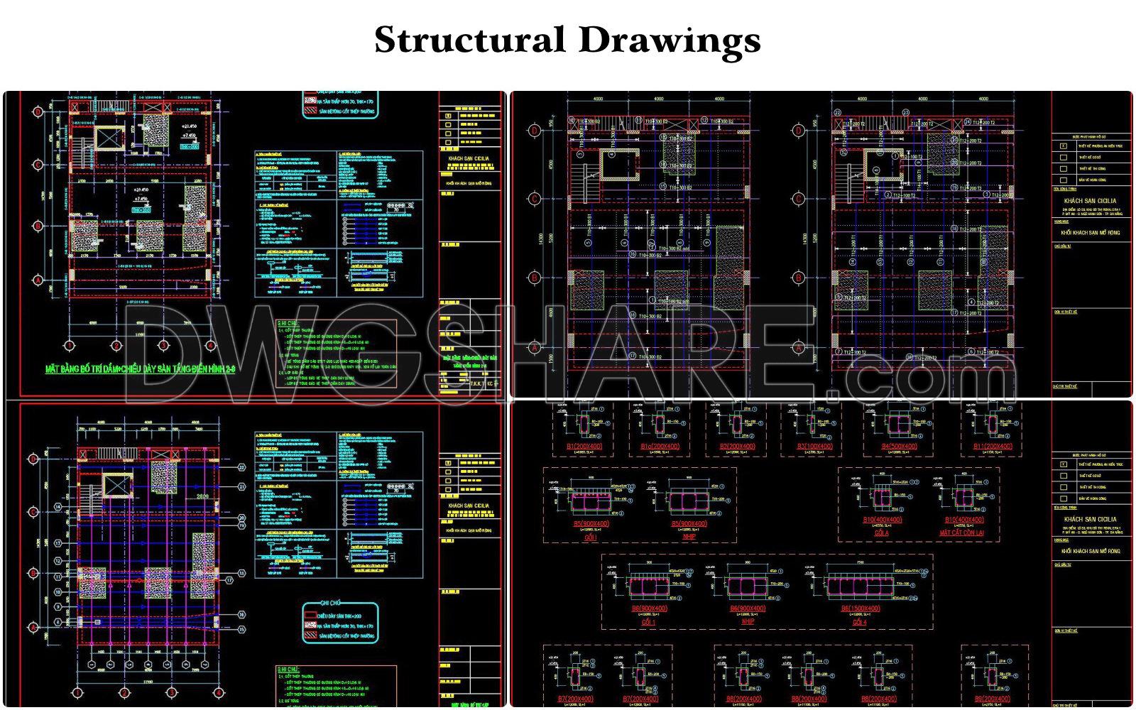 102. Download CICILIA Hotel Architectural and Structural CAD Drawings ...