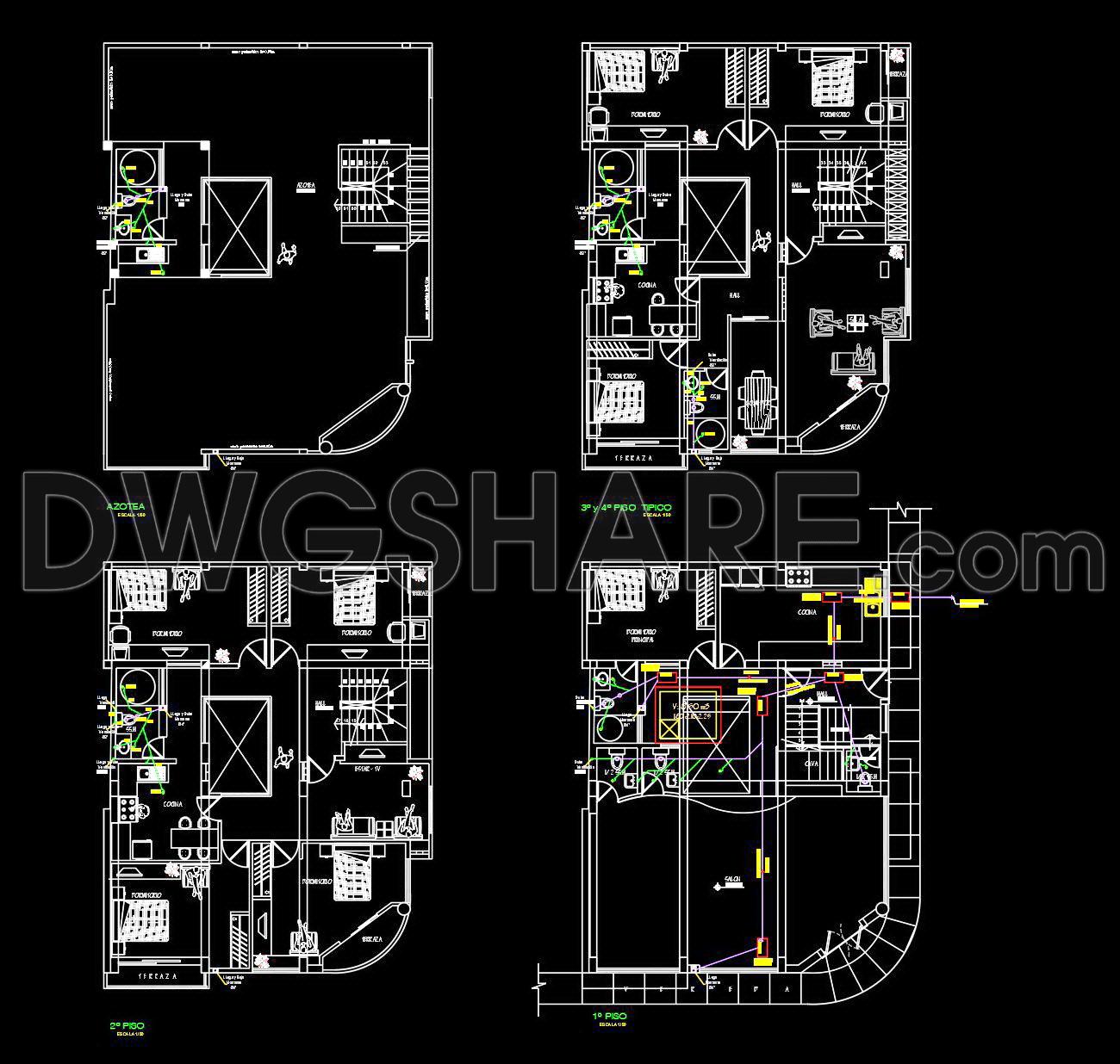 114. Download Small Hotel Architectural AutoCAD DWG Drawings