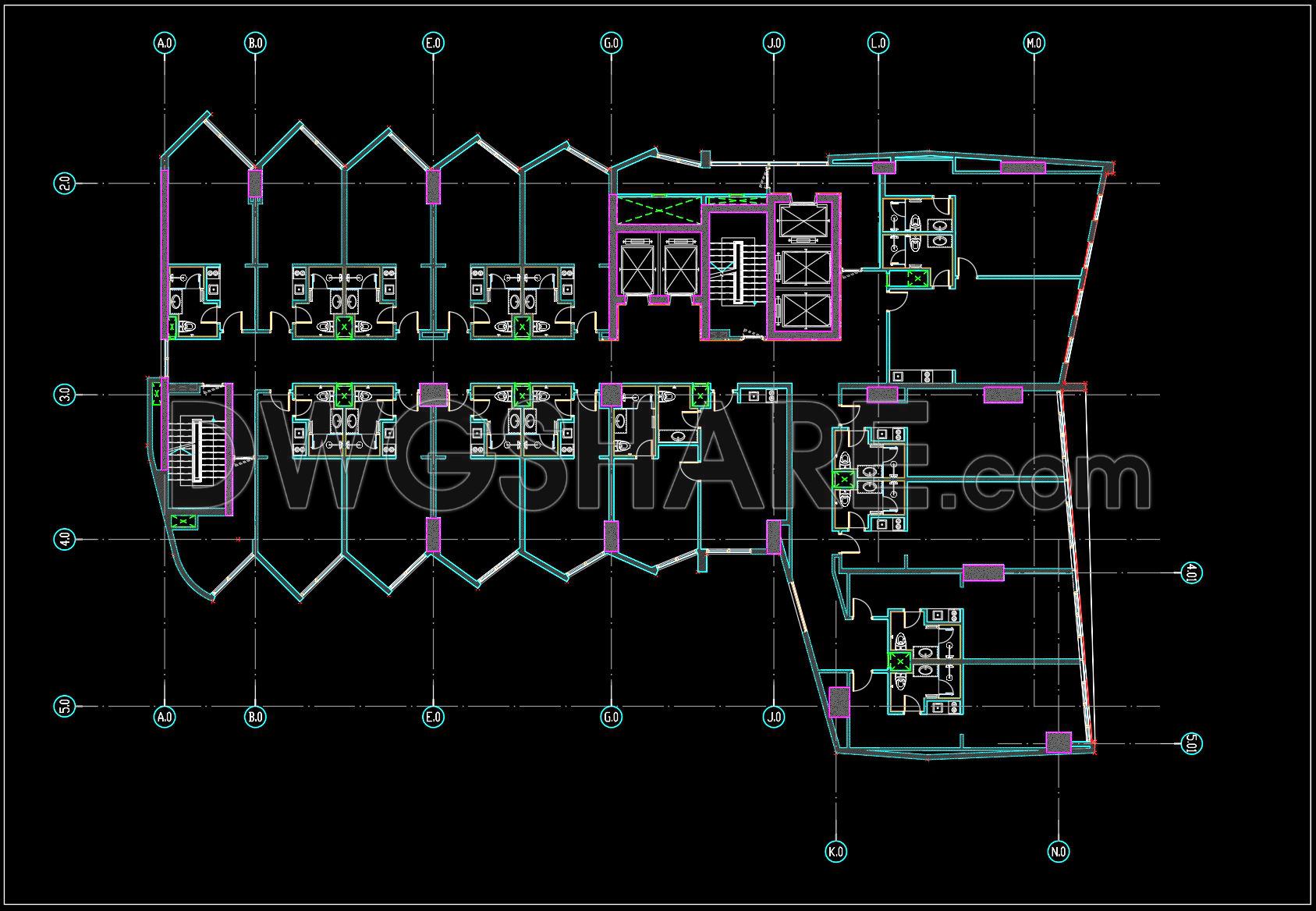 162. Free Download – Cross-Section Drawing of a 27-Storey Hotel Building