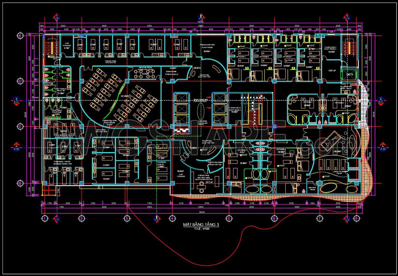 117. Free download CAD Drawing – Third Floor Spa and Wellness Center ...