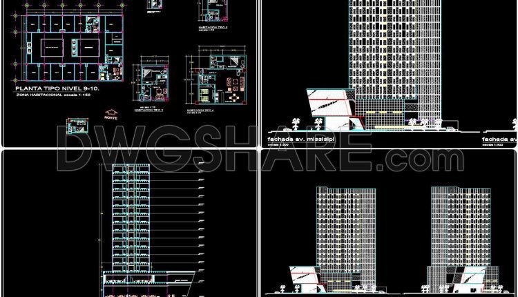 131. Free download of 4-star hotel design drawings in AutoCAD DWG (2 ...