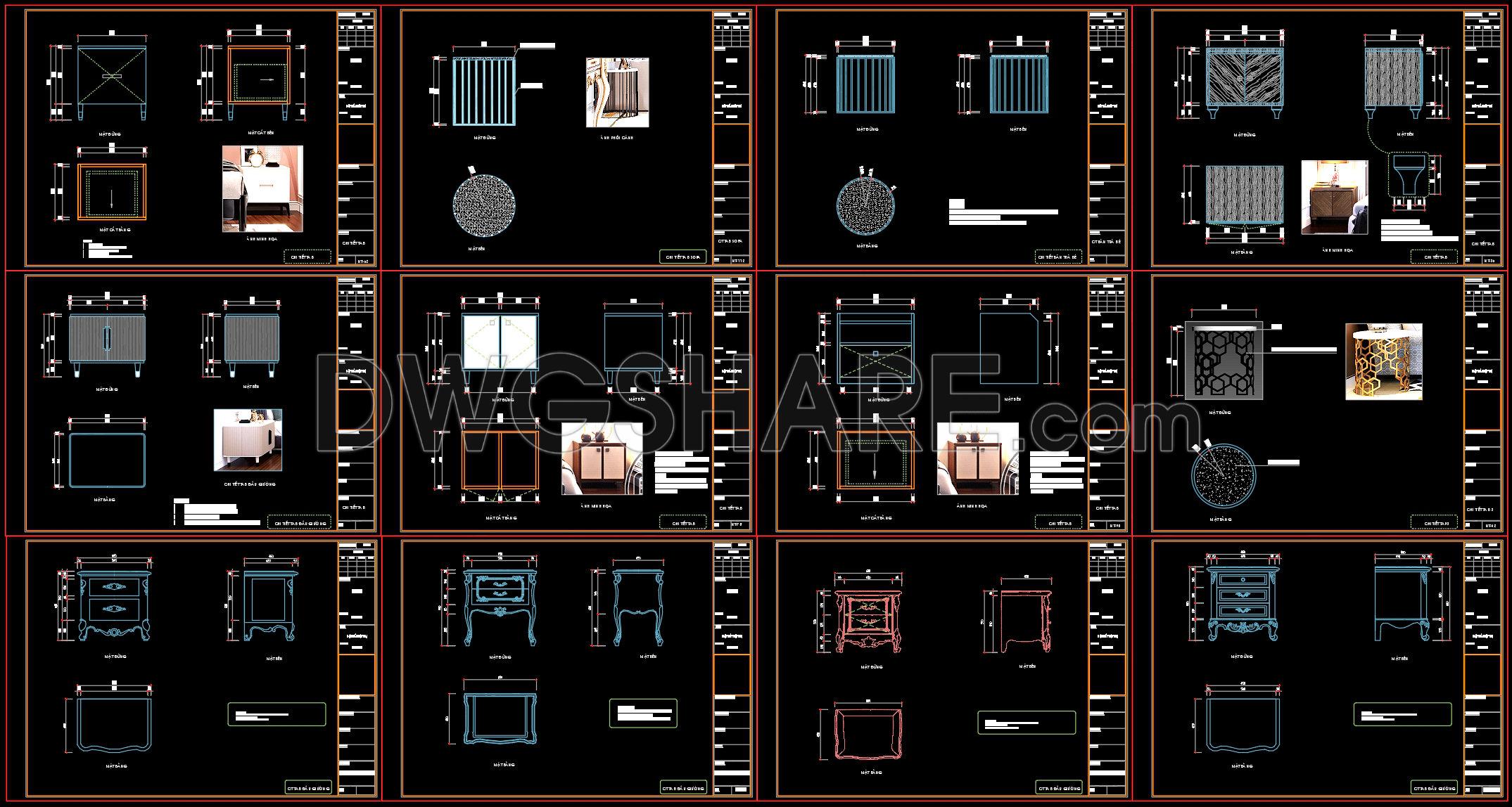 137. Download Bedside Table Cad Shop Drawing Collection - Free Cad ...