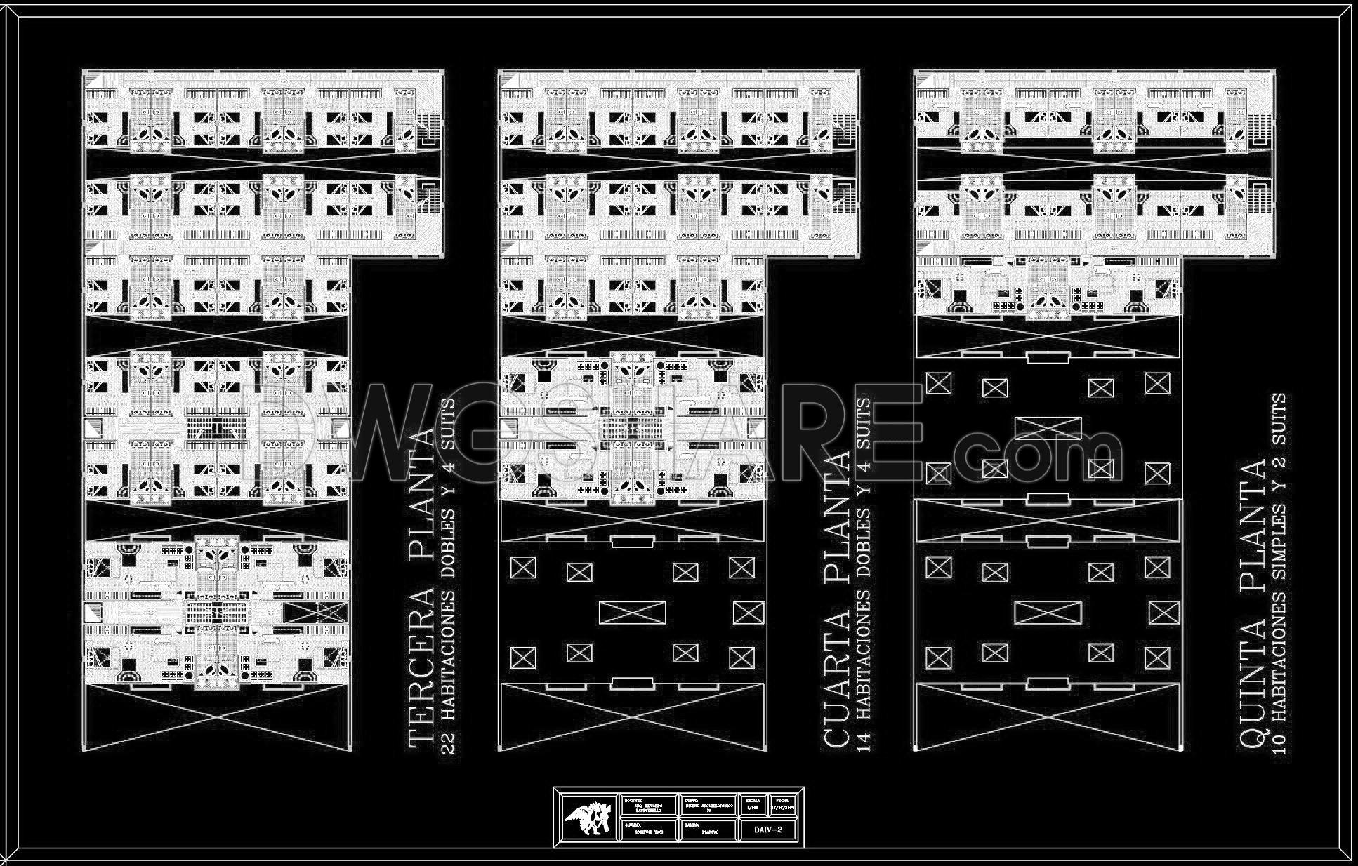 137. Free AutoCAD drawings of Barranco Hotel project (DWG format)