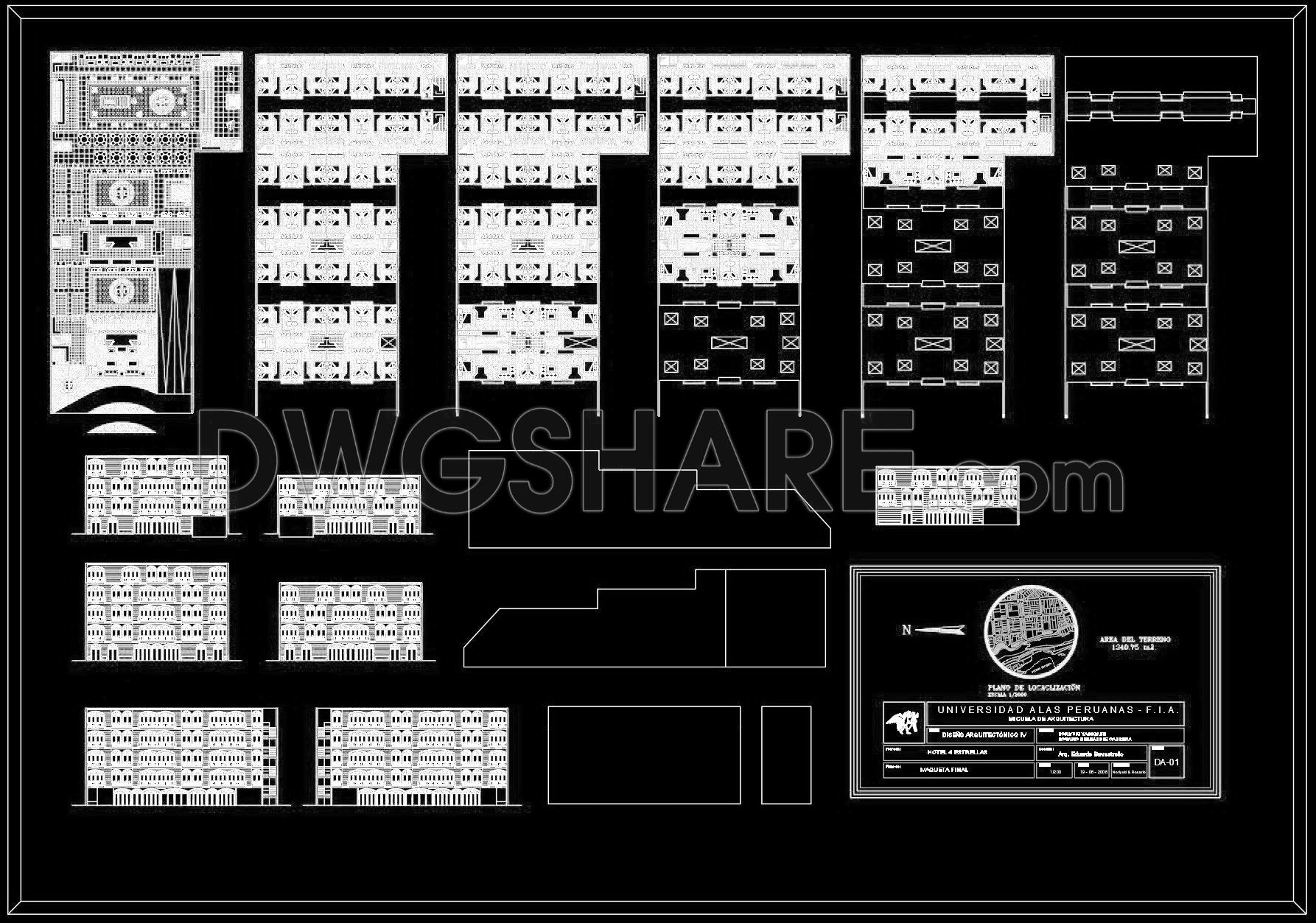 137. Free AutoCAD drawings of Barranco Hotel project (DWG format)