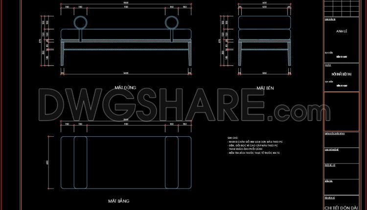 142. Free Download – Bed Bench CAD Shop Drawing for Bedroom (1) - Free ...