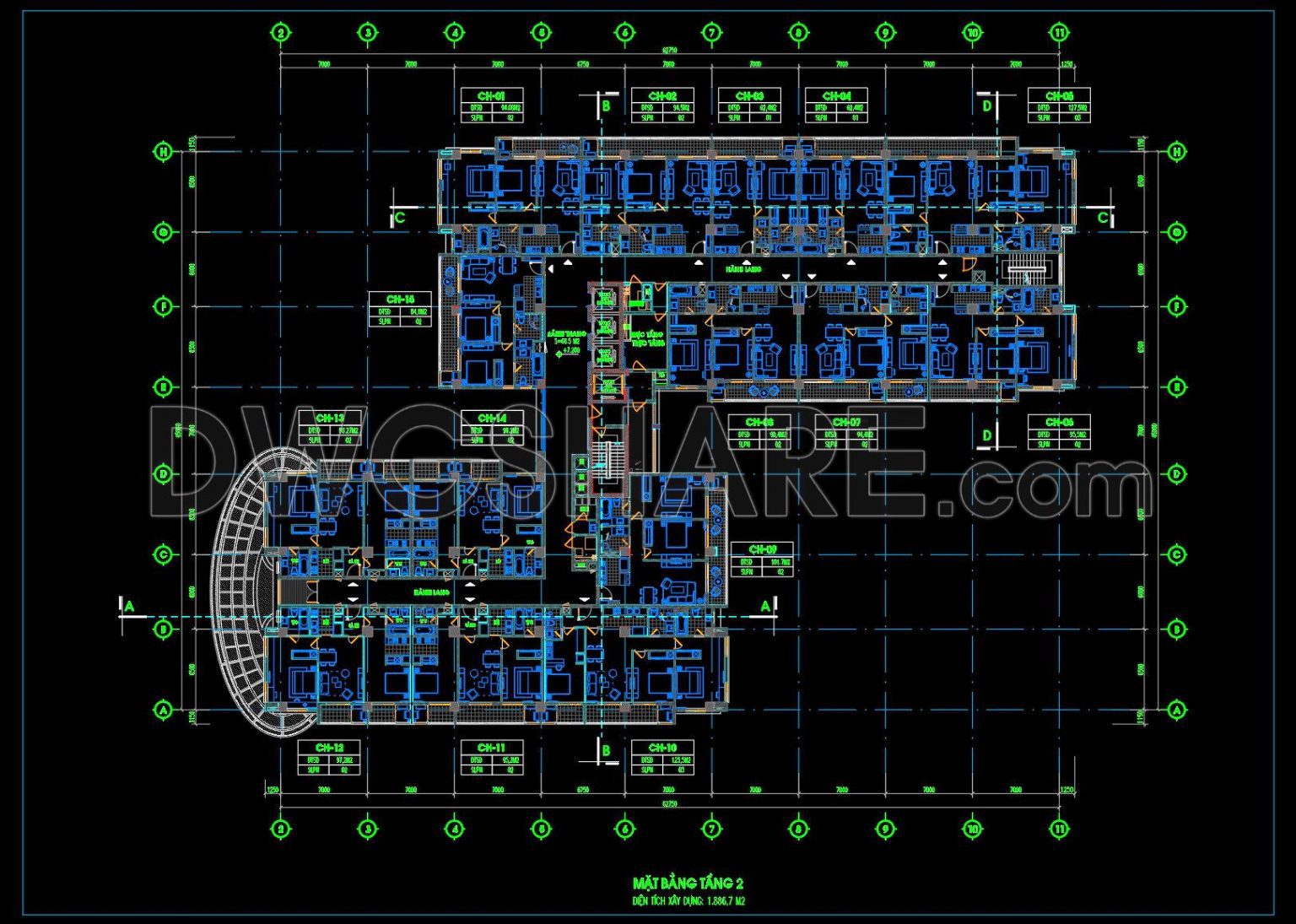 160. Free download Functional layout floor plan of the 2nd floor of a 5 ...