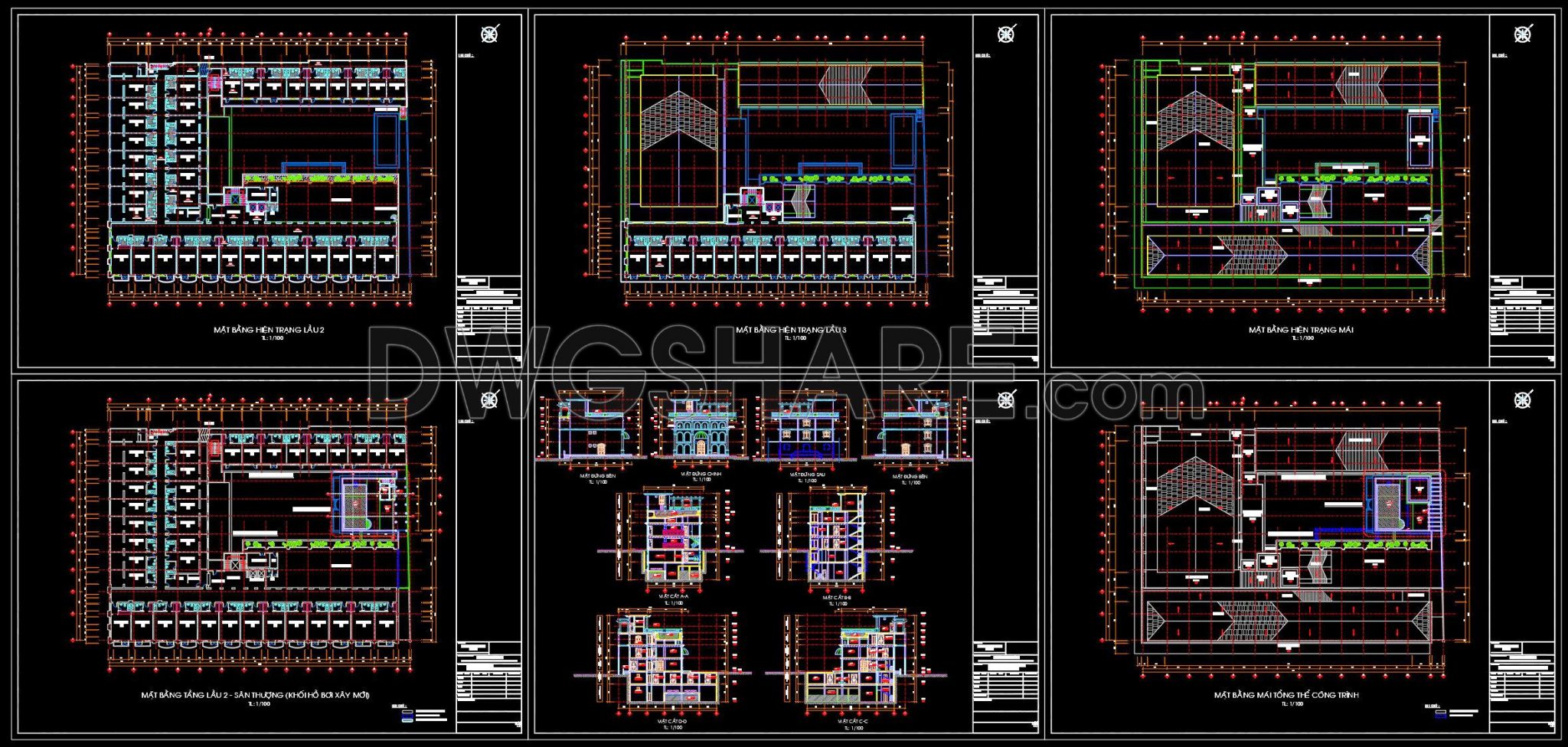 163. Free download of floor plan drawings for a 3-storey 5-star hotel ...