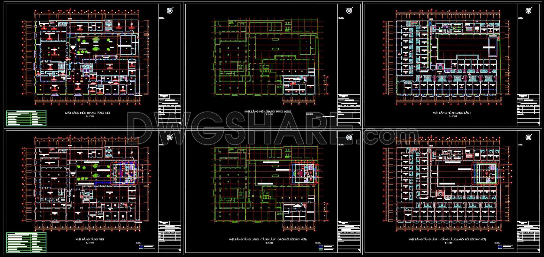 163. Free download of floor plan drawings for a 3-storey 5-star hotel ...