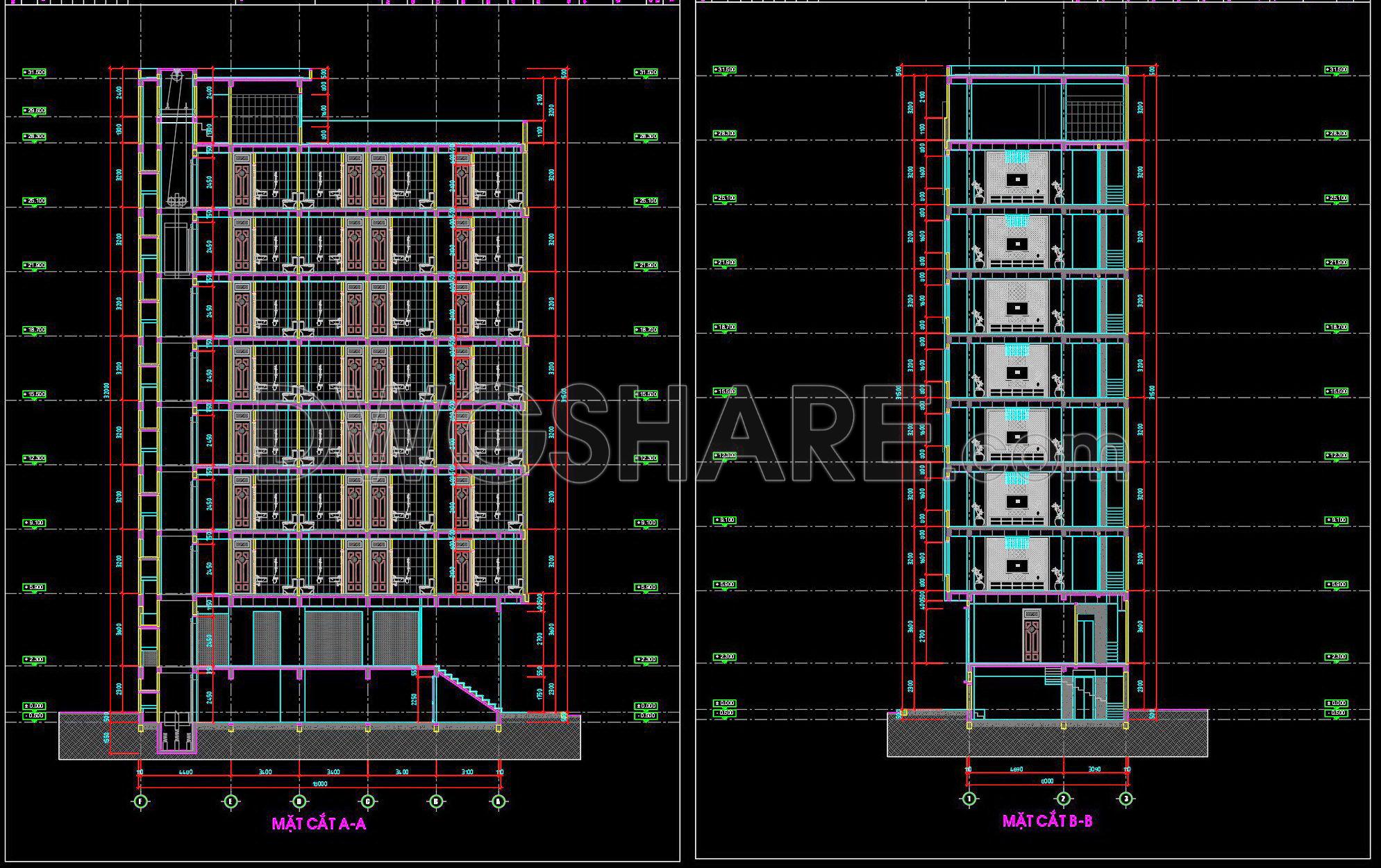 164. Free CAD Download – 10-Storey Hotel Architectural Drawings (9×19m)