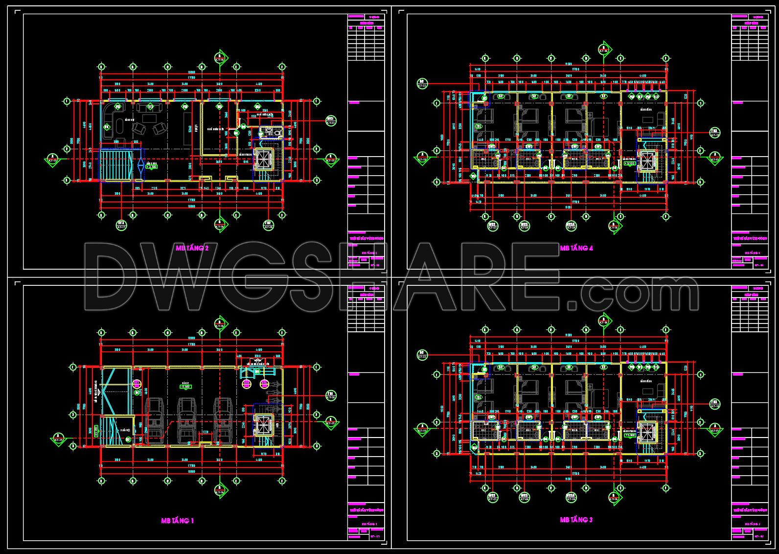 164. Free Cad Download – 10-storey Hotel Architectural Drawings (9×19m ...