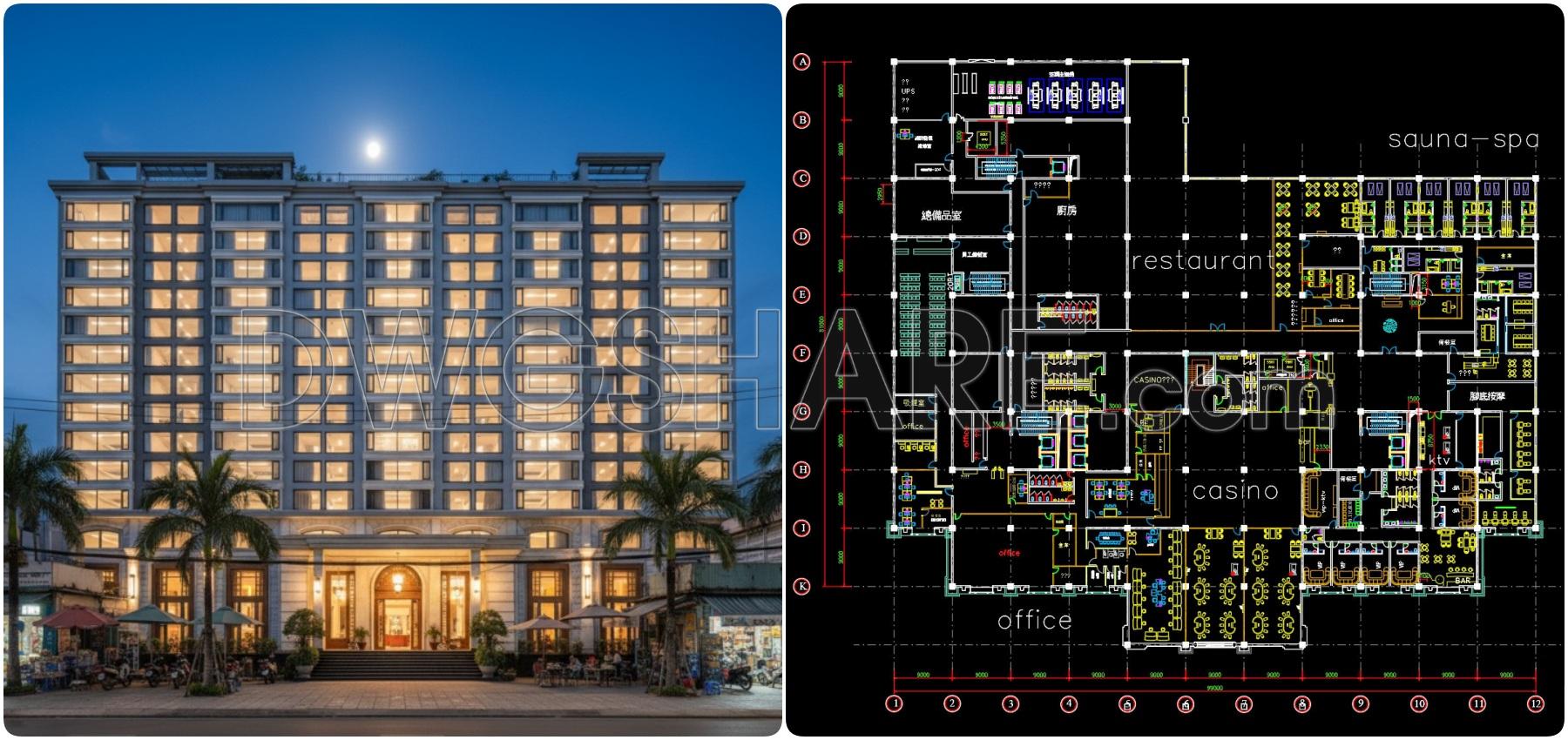 165. Free Cad Floor Plan – Casino, Restaurant & Spa Complex 2f Layout 2 ...