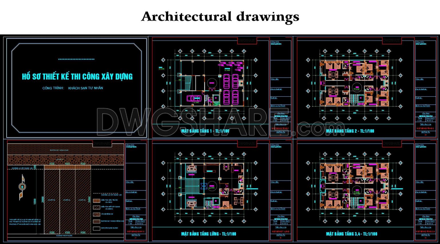 169. Free Mini Hotel CAD Drawings Download – Detailed Multi-Storey ...