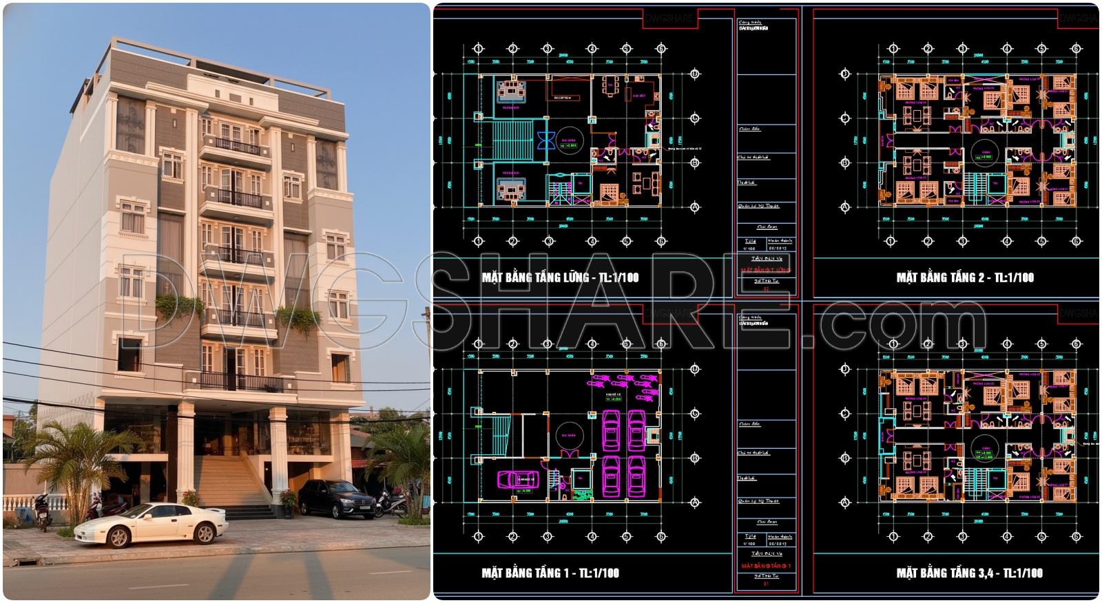 169. Free Mini Hotel Cad Drawings Download – Detailed Multi-storey ...