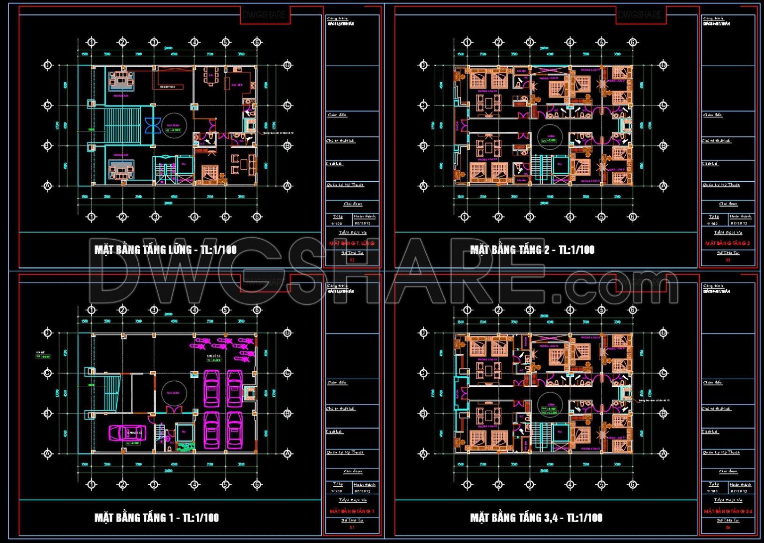 169. Free Mini Hotel CAD Drawings Download – Detailed Multi-Storey ...